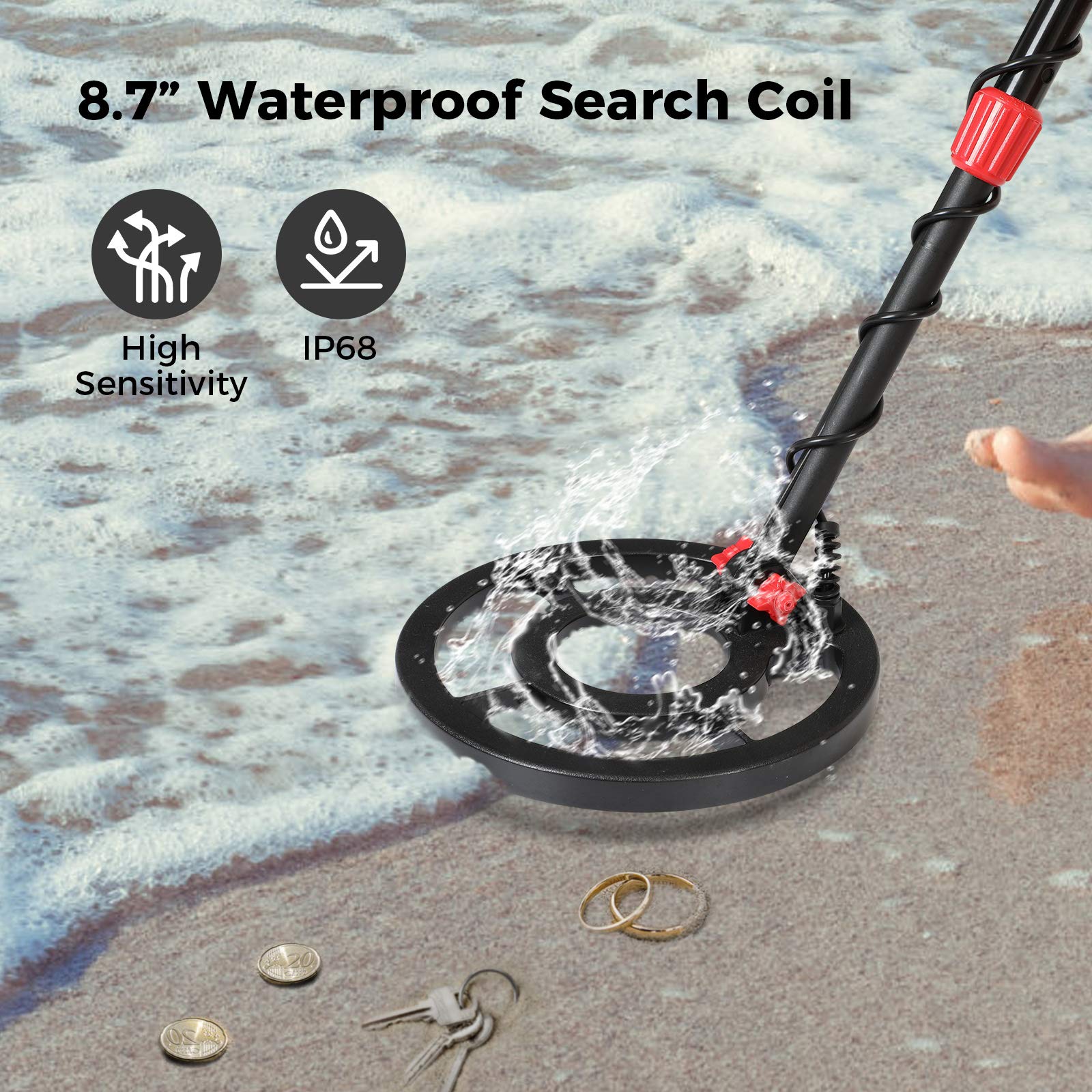 Metal Detectors for Adults & Kids with Pinpoint Function, All Metal & 3 DISC Modes, 3 Audio Tone, Carrying Bag, Back-Lit LCD Display, Waterproof Coil, SENS and Stem Adjustble(41.3"-47.6"), AVID POWER