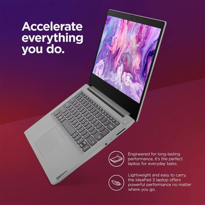 Lenovo IdeaPad 3i Laptop, 14" FHD Anti-Glare Screen, Intel i3-1115G4, 8GB RAM, 256GB SSD, Webcam, HDMI, Media Card Reader, Dolby Audio, Wi-Fi 6, Windows 11s, Arctic Grey, EAT Cloth