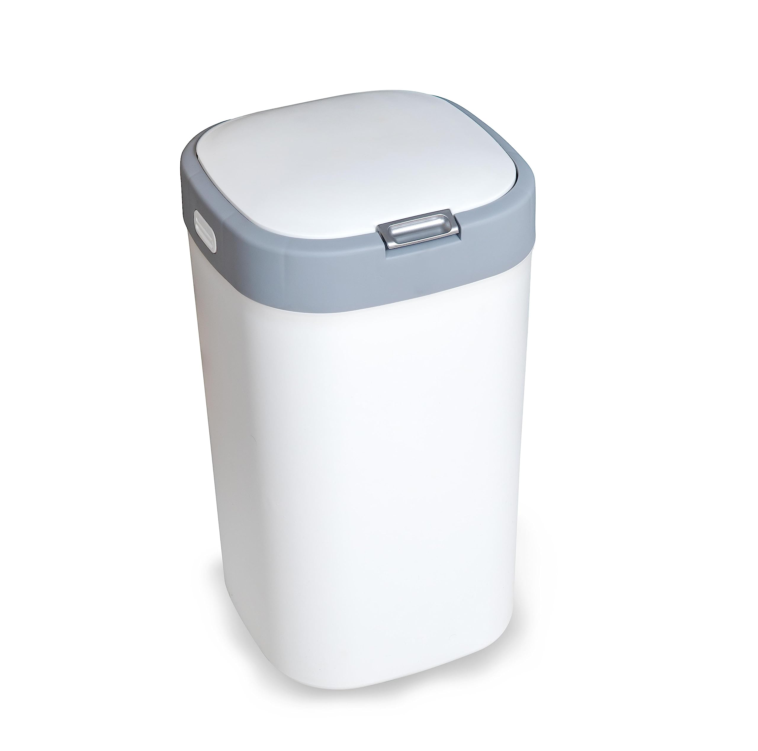 Mabel Home Hands Free Diaper Pail + Extra Cartridge, Easy to Use, Fast Bag Change, Refill System, Does not Absorb Odors, Hands Free, Nappy bin, 11"x11"x18" (White)