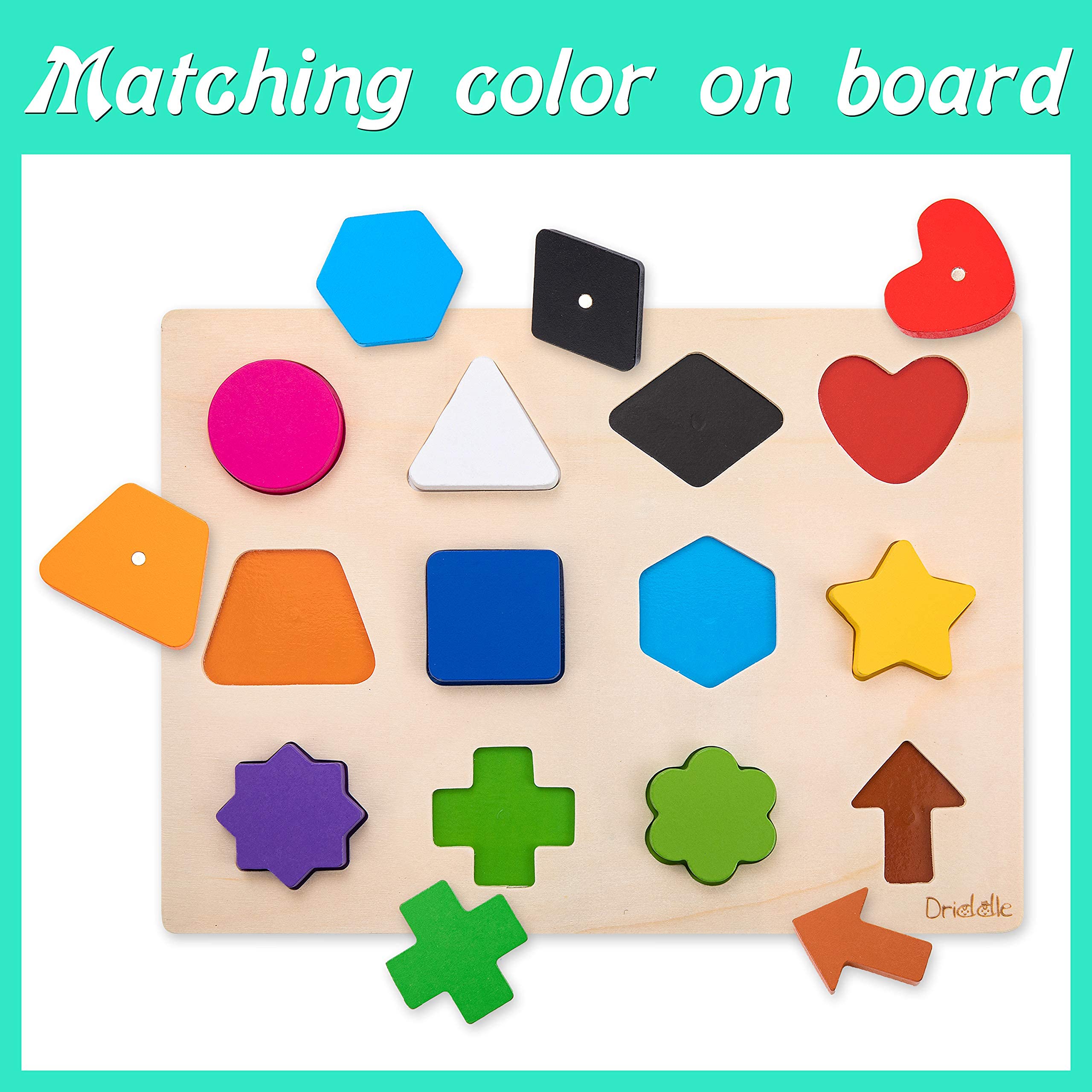 Magnetic Wooden Educational Shape Puzzle - Learn Colors & Shape Recognition Toy β Toddler Preschool Game β Kids Montessori Education
