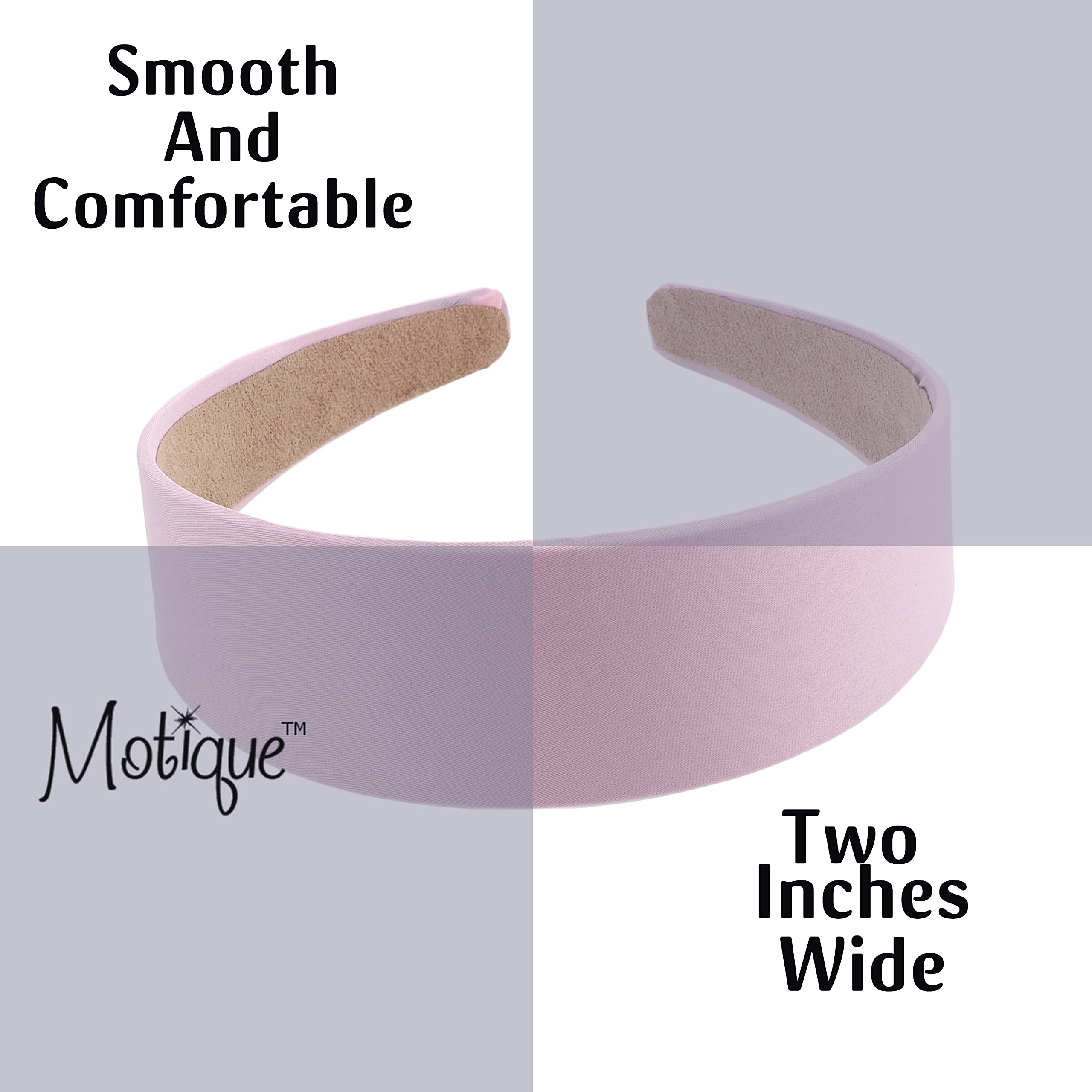 Motique Accessories Girls 2 inch Satin Headband (Light Pink)