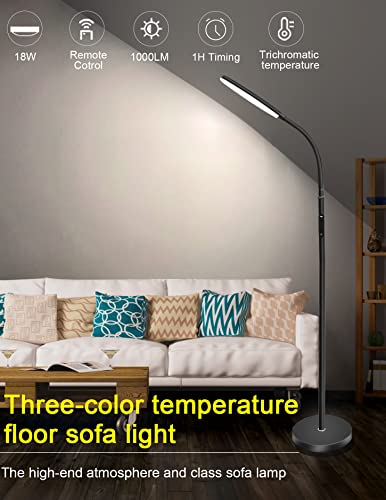 Modern LED Floor Lamp Bright 18W sofa reading Lamps Estheticians' Light for Lash Extensions,Dimmable Modern Standing Light,Adjustable Gooseneck Task Lighting for Living Room Bedroom Office