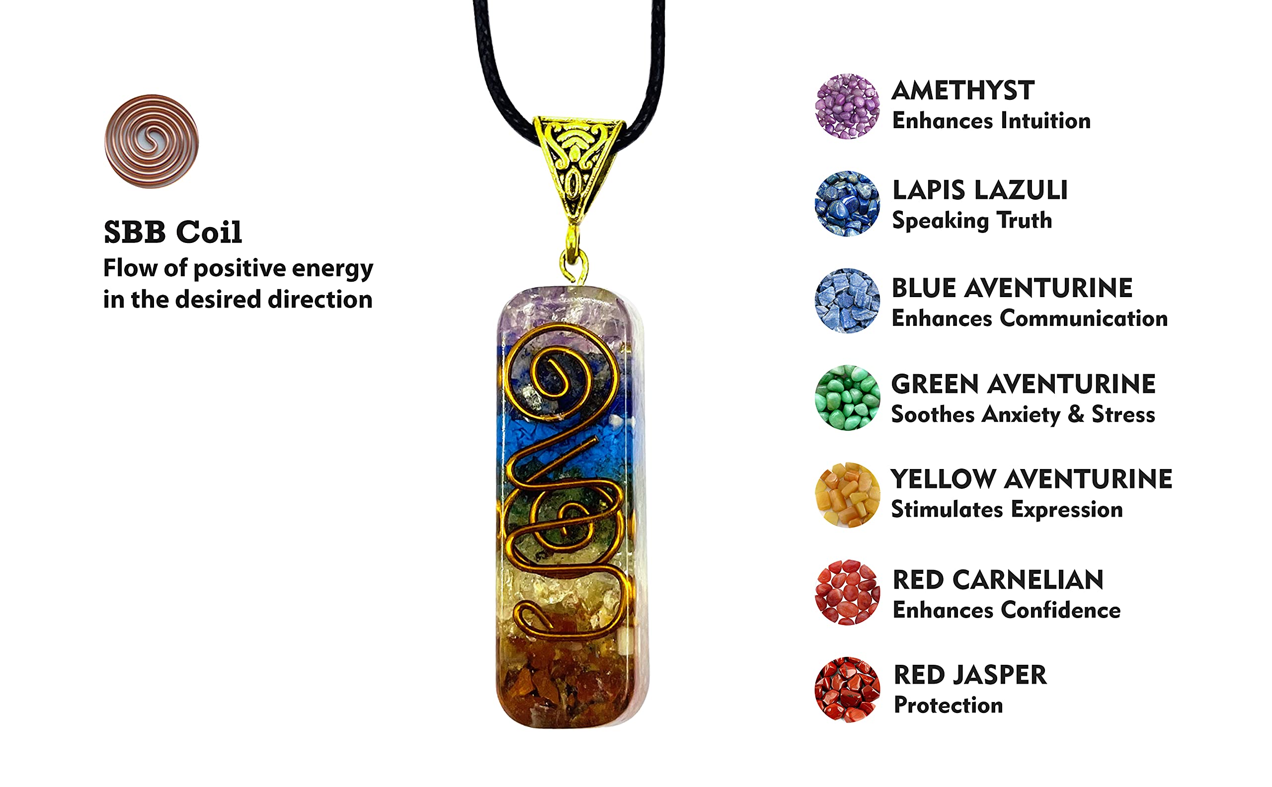 Orgone Pyramid Layer Seven Chakra for Chakra Balance - Reiki Healing Positive Energy Generator Pyramid - Yoga Meditation Energy Pyramid - E- Energy Protection Crystal Pyramid for Home Office Decor