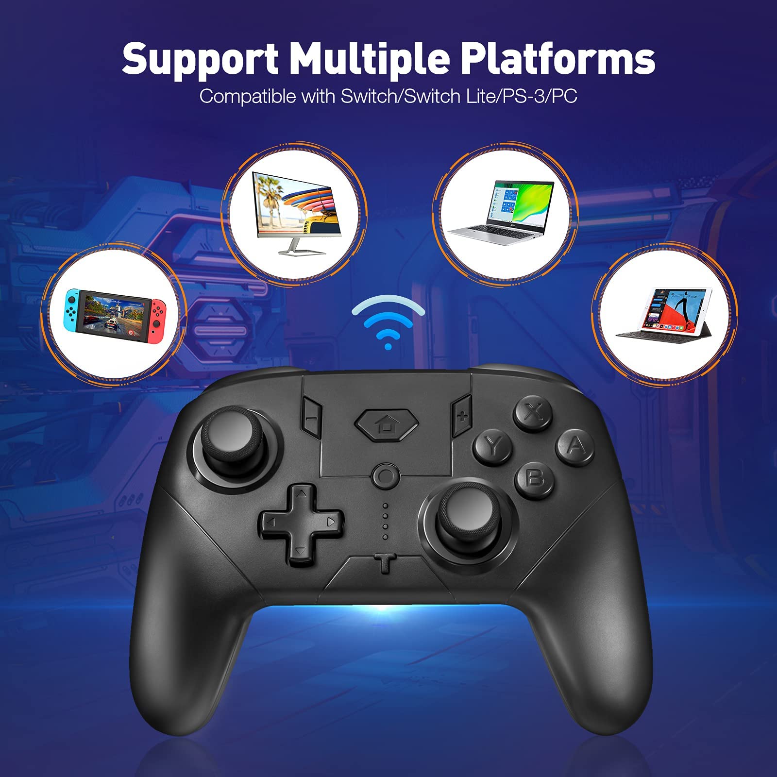 Magolin Wireless Pro Controller Compatible with Switch Controller, Game Controller for Switch/Switch Lite Pro Controller Support Adjustable Turbo, Wakeup, Gyro Axis, Screenshot, Vibration Functions