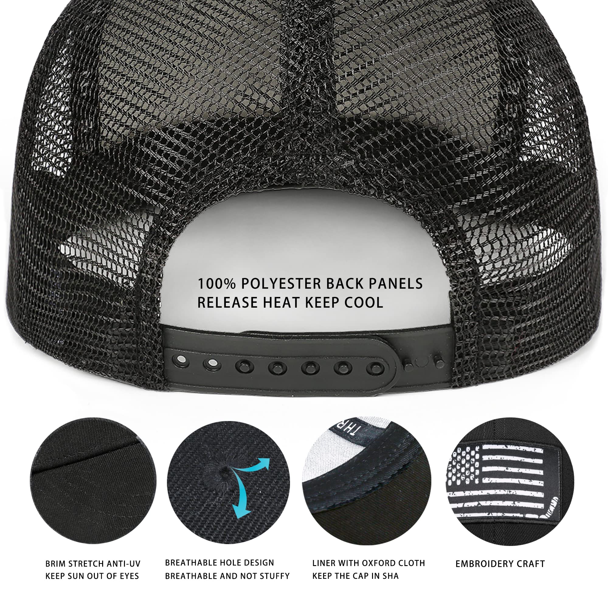 Nuyjimr Hockey Stick and Pucks American Flag Trucker Hats for Women Men Mesh Golf Cap Running Hat Adjustable Outdoors Black, One Size