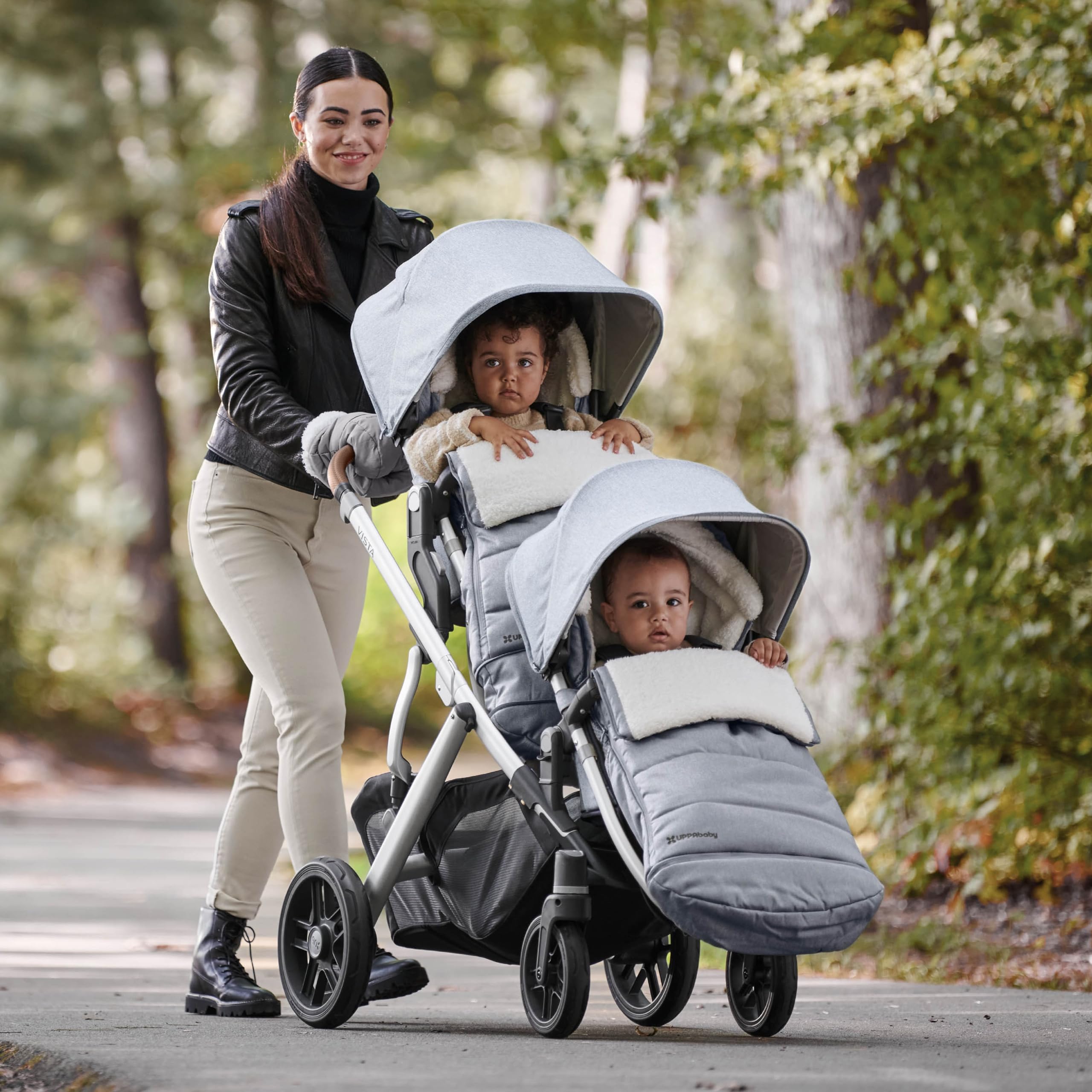 UPPAbaby CozyGanoosh Footmuff/Easily Attaches to UPPAbaby Strollers + RumbleSeat/Ultra-Plush, Weather-Proof/Anthony (White and Grey Chenille)