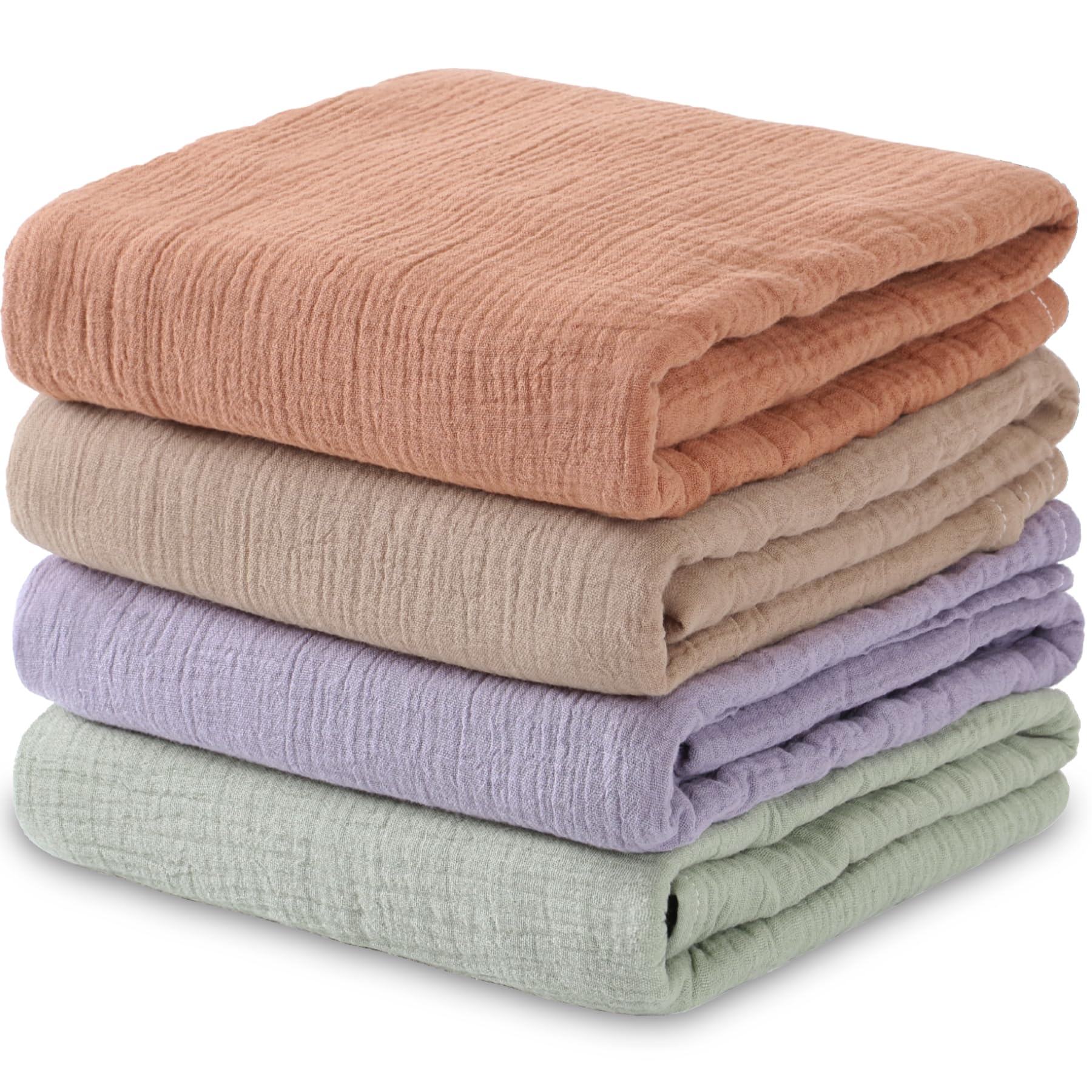 Mom Beebi Muslin Swaddle Blankets, 100% Muslin Cotton Swaddle Blanket for Unisex, 4 Pack Skin-Friendly and Breathable Baby Blankets, 47 x 47 inches - Autumnal Warmth