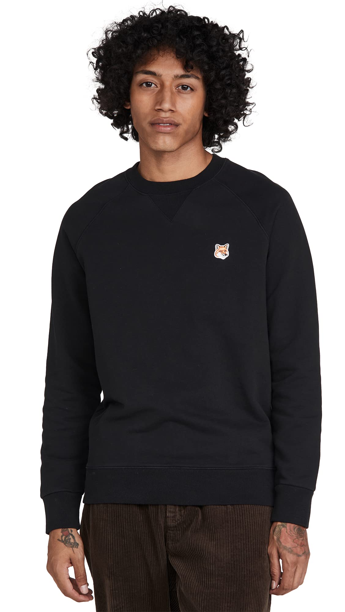 Maison Kitsune Men's Fox Head Patch Classic Sweatshirt, Ecru, Off White, S