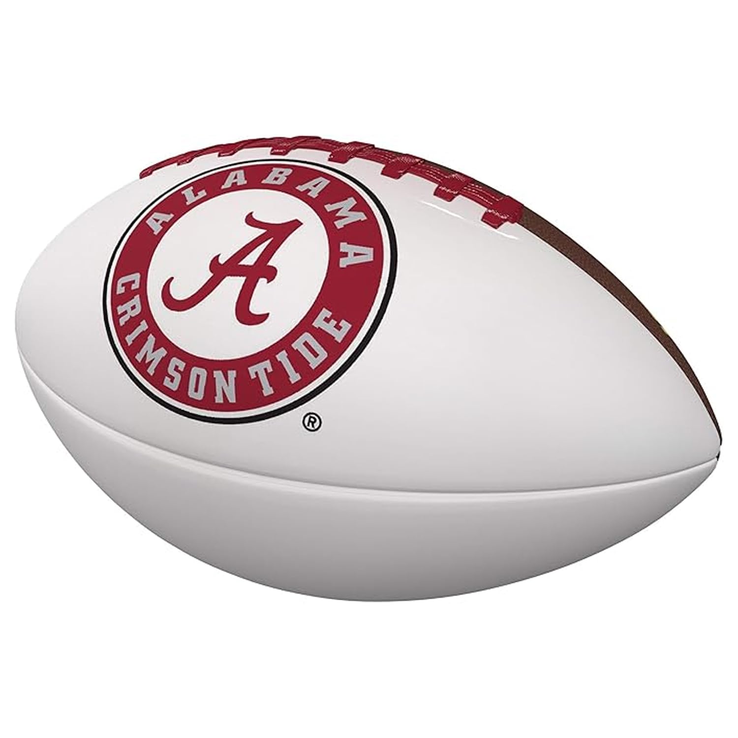 Logo Brands NCAA Alabama Crimson Tide Official-Size Composite Leather Autograph Football with Smooth White Panels and Debossed Logos, Team Color