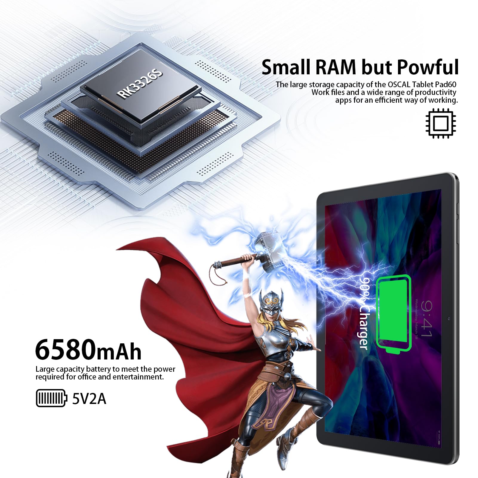 OSCAL π½π‘πππ π«πππ¬ Tablet 10.1 inch Android 12 Tablet, 2024 Upgraded PAD60 5GB RAM 64GB ROM (1TB TF) Tablet Android with 6580mAh Battery, 1280 x 800 HD IPS Touch Screen, Dual Camera, WiFi, BT