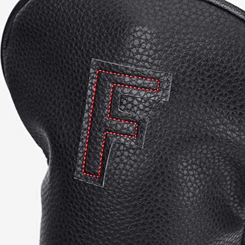 Litchi Pattern Red Stripes Black Golf Headcovers for Fairway Wood Club (Wood Cover F)