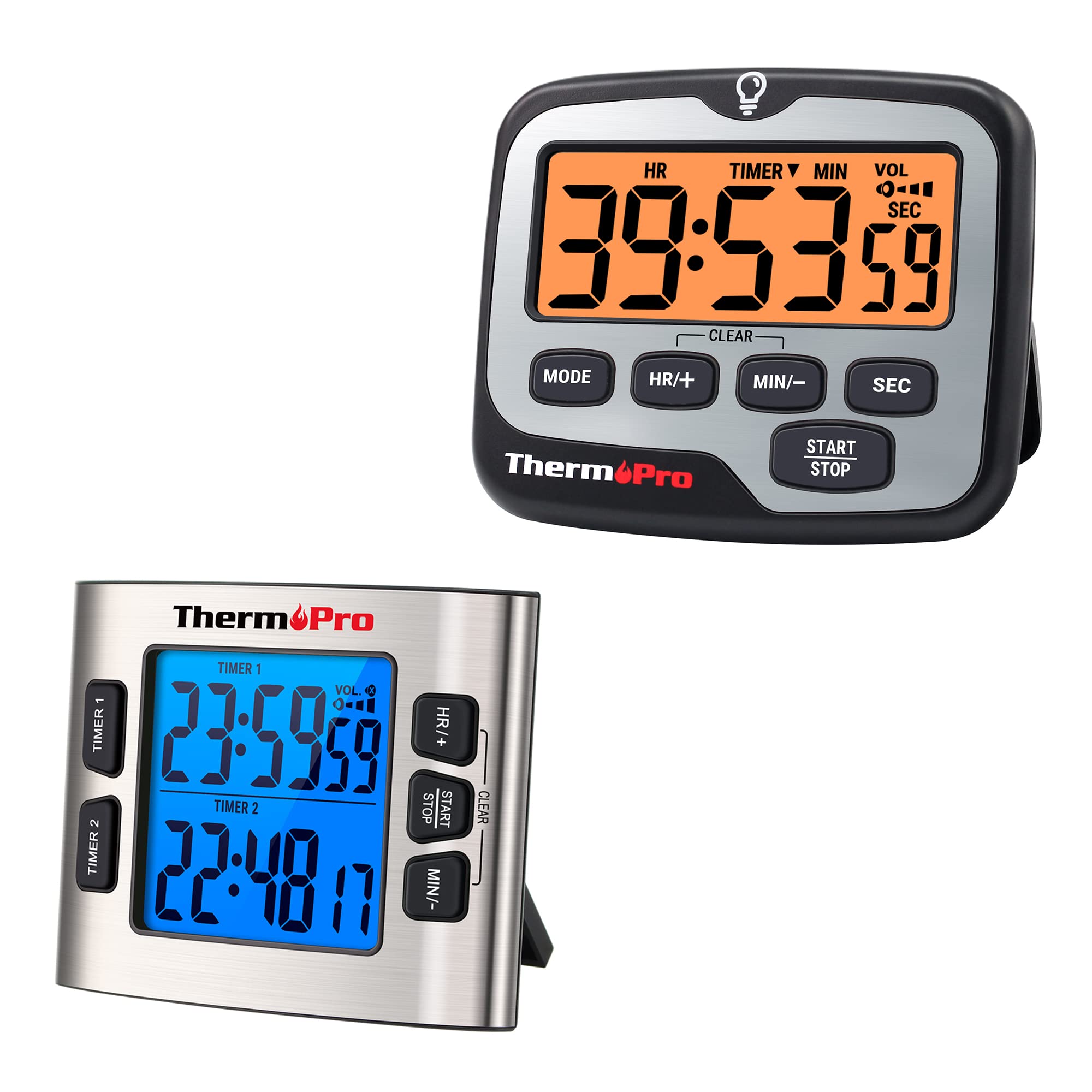 ThermoPro TM02 Digital Kitchen Timer with Dual Countdown Stop Watches Timer+ThermoPro TM01 Kitchen Timer
