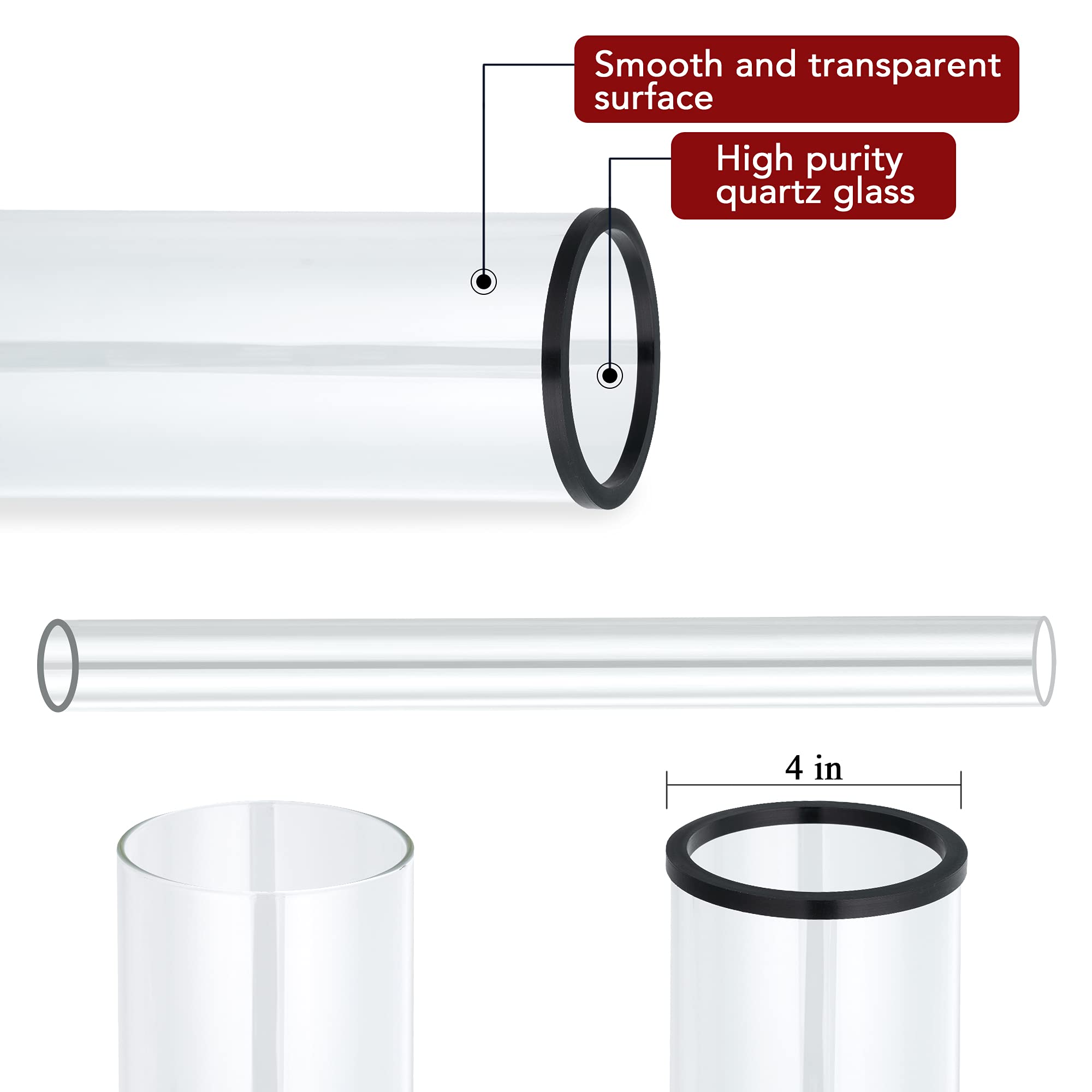 PAMAPIC Patio Heater Glass Tube Replacement for 4-Sided Outdoot Patio Pyramid Heater,49.5 inch tall