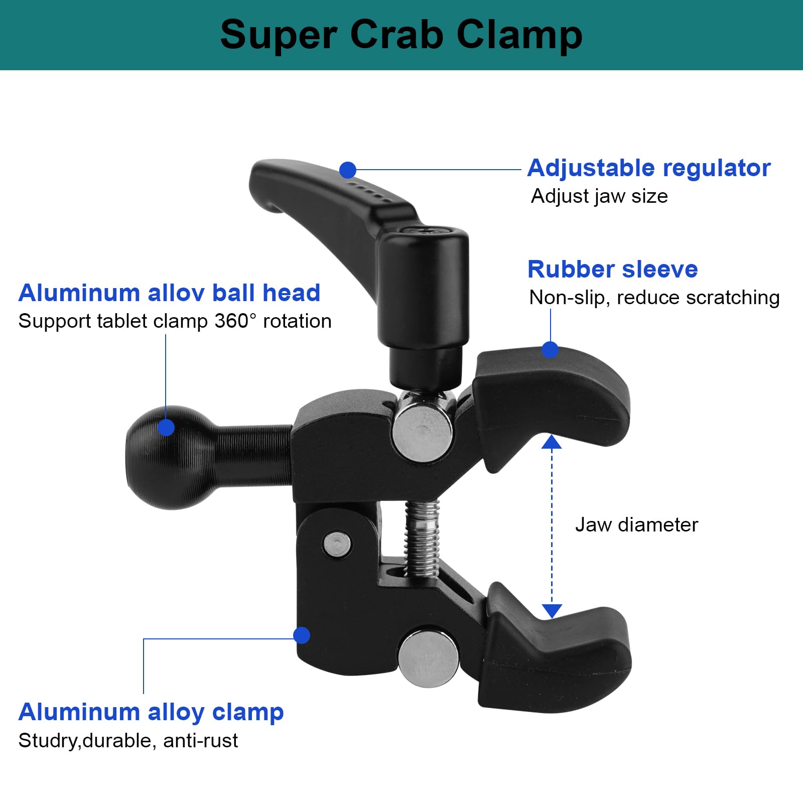 Mippko Phone Holder for Golf Cart/Microphone Stand/Shopping Cart/Railing/Handlebar/Rod,Fit for 3.5~7.5 inch iPhone/Nexus/HTC/LG/Smartphone,360°Adjustable Clip Aluminum Alloy Mount