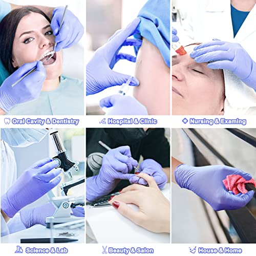 Vaingarb Nitrile Exam Gloves 100 Count Medium Purple Disposable Medical Gloves Case of Bulk Powder Free Examination Glove