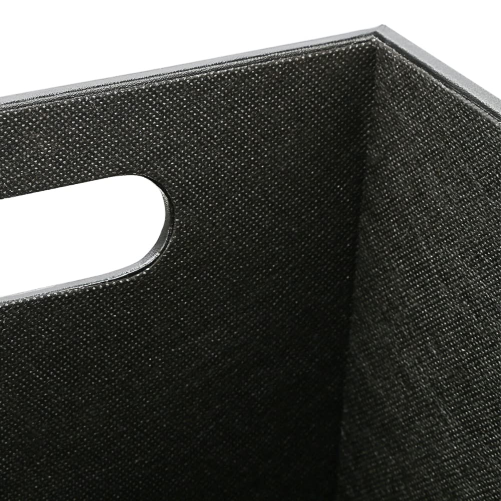 KINGFOM Classic Pu Leather Trash Can Wastebasket, Garbage Container Bin with Handles for Bathrooms, Powder Rooms, Kitchens, Home, Office and and High Class Hotel Square Black