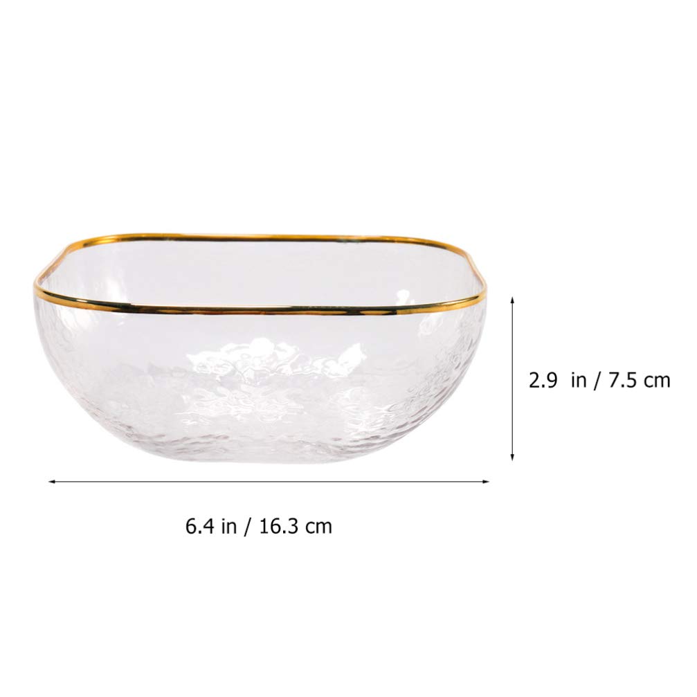 Operitacx Glass Salad Bowls Crystal Candy Serving Bowls 1000ML Fruit Dessert Pasta Snack Container with Golden Trim for Home Restaurants Parties