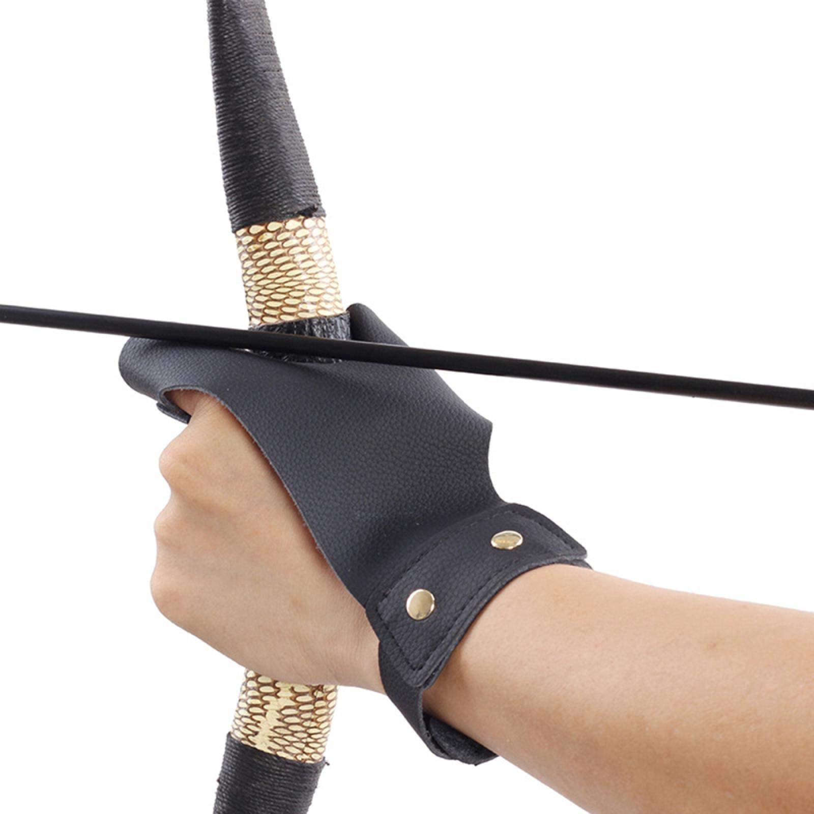 LOKHEIRA ARCHERY Arrow Gloves 2 Finger Protective Guard Leather for Left Hand Hunting Recurve Traditional Longbow Protective Gear(Black)