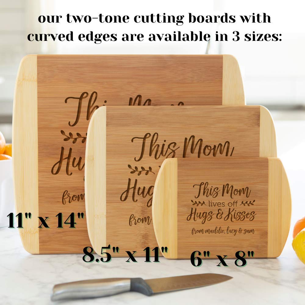 Personalized Wedding Gift for Couples - Engraved Bamboo Cutting Board - Engagement Gifts or Bride to Be Gifts - Mr & Mrs Gift (6x8 Two Tone Rounded, Harrison Design)