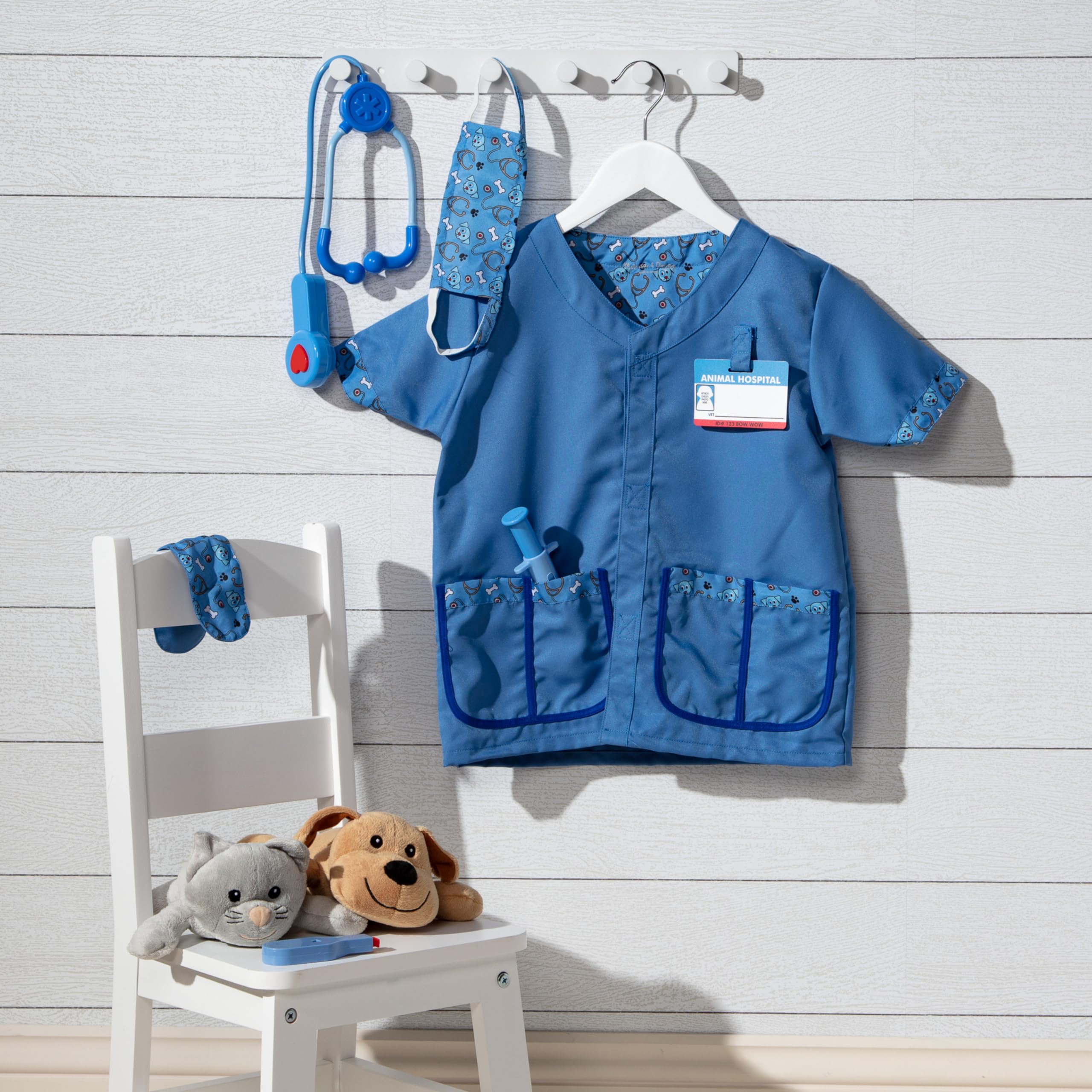 Melissa & Doug Veterinarian Role-Play Costume Set (Frustration-Free Packaging) - Kids Vet Costume Pretend Play Dress-Up Blue Large