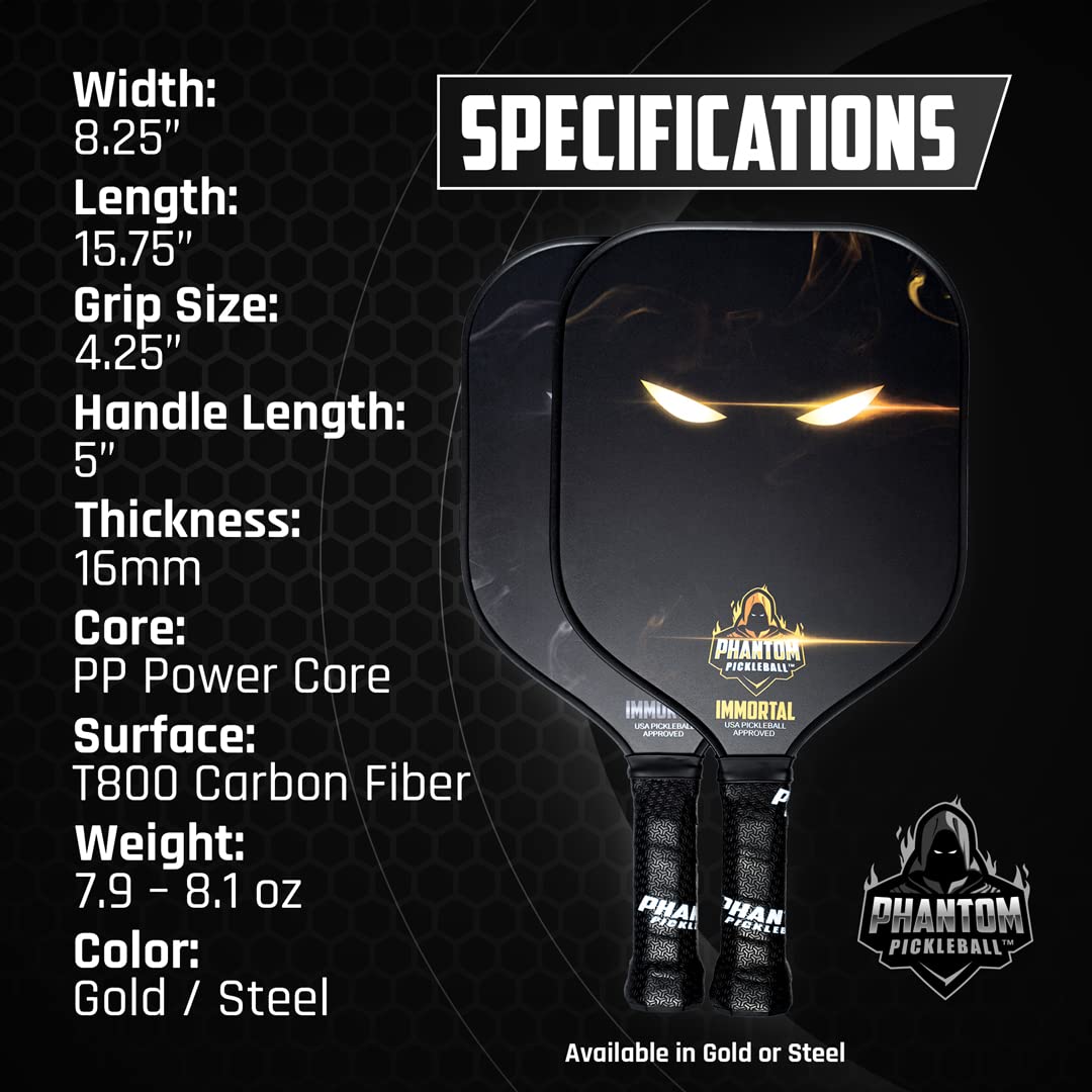 Pickleball Backpack Professional Tour Bag and Immortal 16mm Carbon Fiber Wide Body Pickleball Paddle