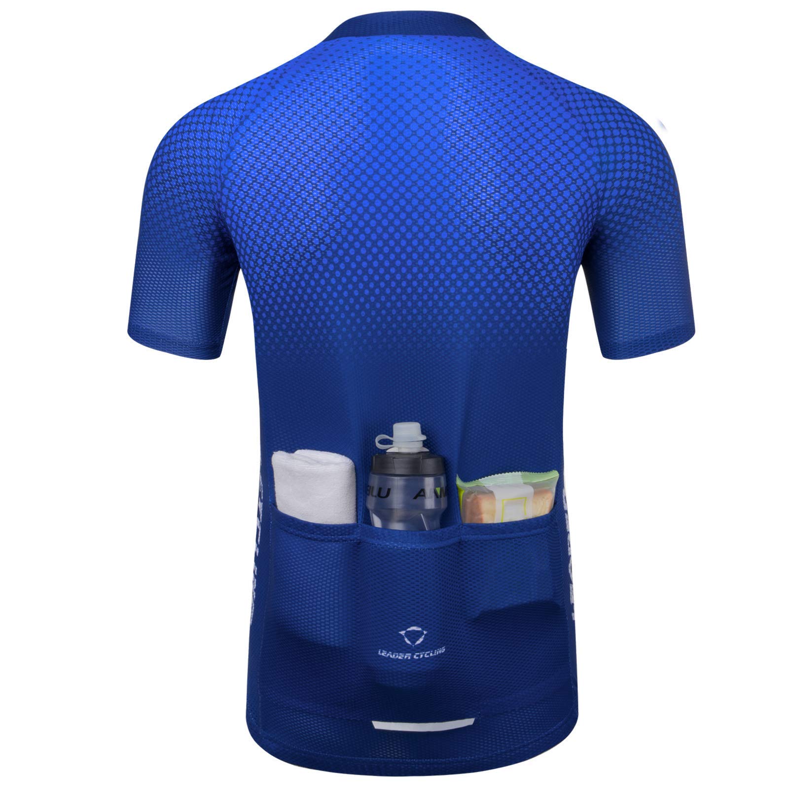 LEADER CYCLING Men's Cycling Jerseys Quick Dry Biking Shirt Summer Short Sleeve Gradient Blue