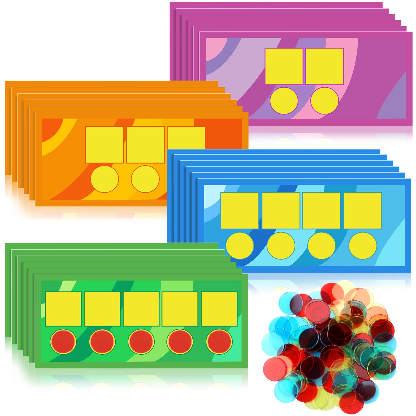 Sound Box Mats and Chips 24 Pcs Dry Erase Mats and 84 Pcs Chips Phonemic Awareness Phonics Games Reading Games EZread Sound Box Mats and Chips (Vivid Style,PVC)
