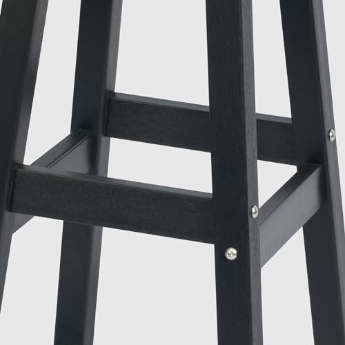WestinTrends Malibu 24" HDPE Outdoor Patio Round Counter Height Bar Stool Set of 2, Black