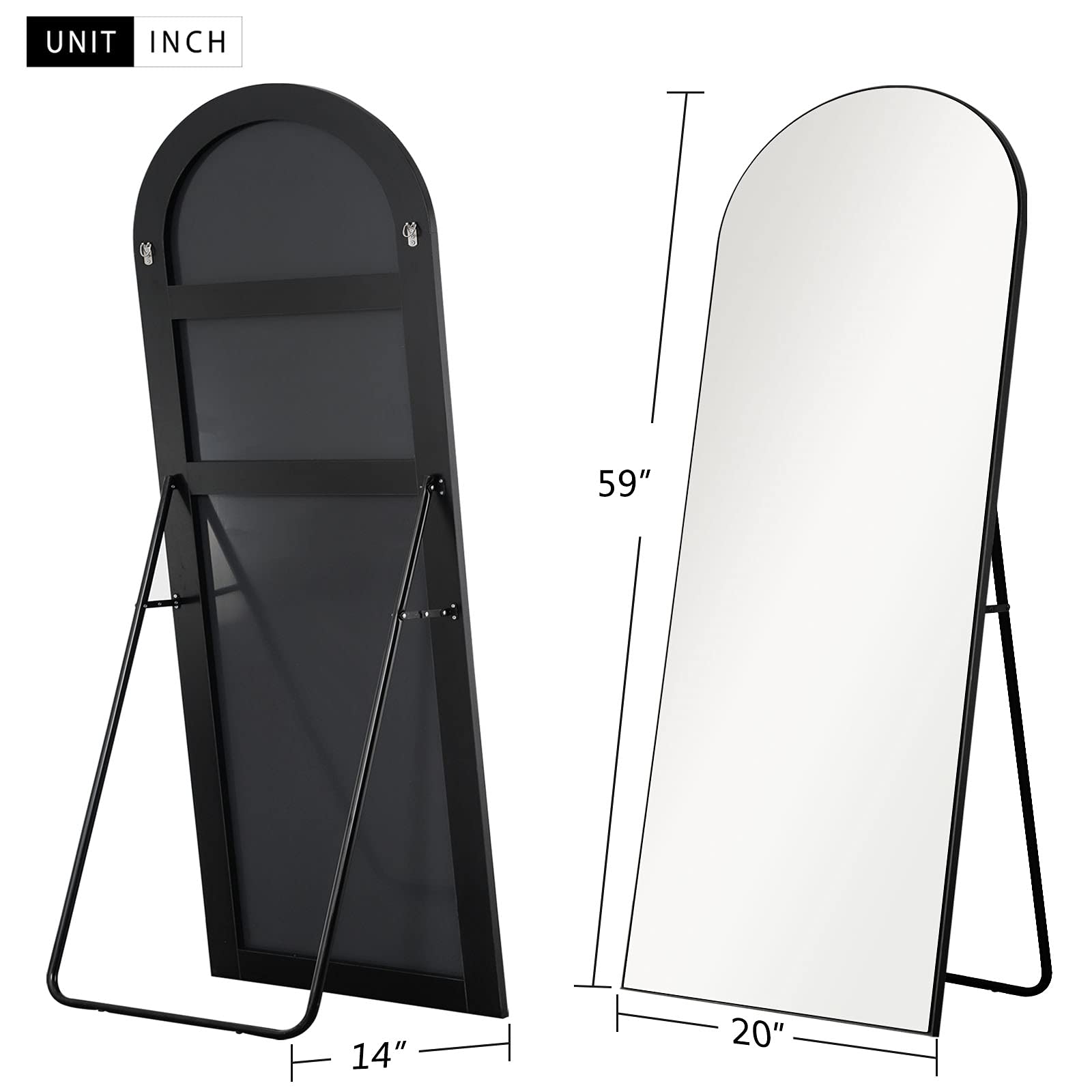 MIRUO Full Length Mirror, 59" x 20", Standing Hanging or Leaning Against Wall Floor Mirrors Body Dressing Wall-Mounted for Living Room, Bedroom with Aluminum Alloy Thin Frame, Silver.