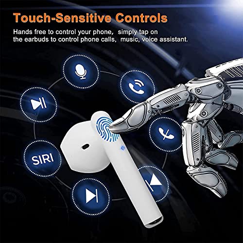 Sviemas Wireless Earbuds,Bluetooth 5.0 Noise Cancelling Earbuds,Bluetooth Headphones 3D HiFi Stereo Bass,IPX5 Waterproof Sports Touch Control with USB-C Fast Charge Mini Charging Case for Android iOS