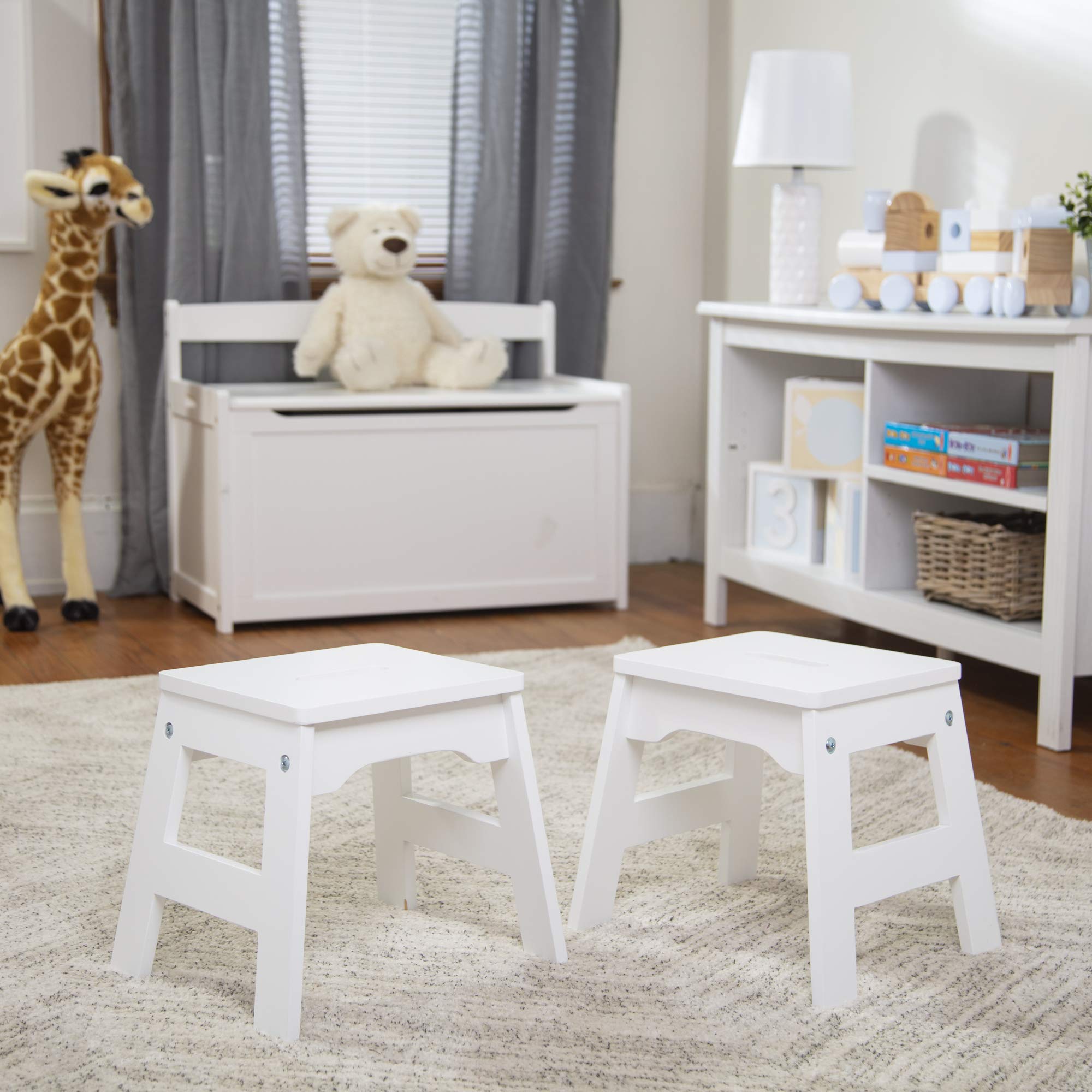 Melissa & Doug Wooden Stools - Set of 2 (White)