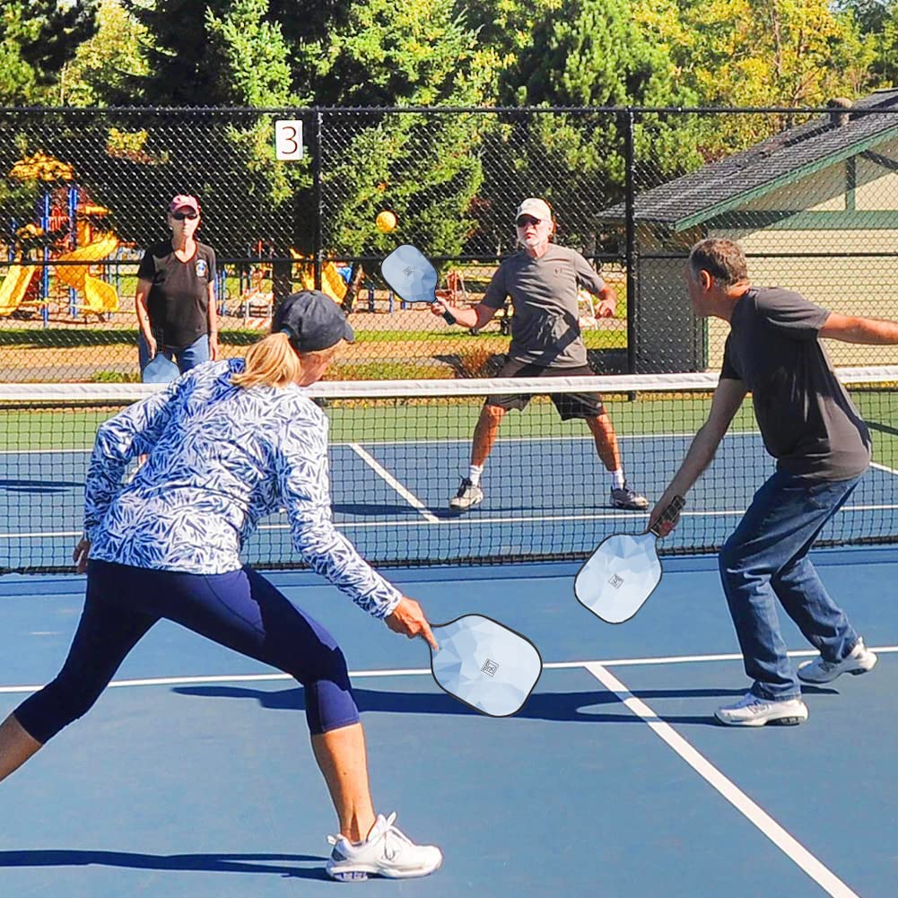 Pickleball Paddles Set of 2, 2024 USAPA Approved, Carbon Fiber Surface (CHS), Polypropylene Honeycomb Core, Anti-Slip Sweat-Absorbing Grip, 4 Pickleball, Portable Carry Bag (Blue)