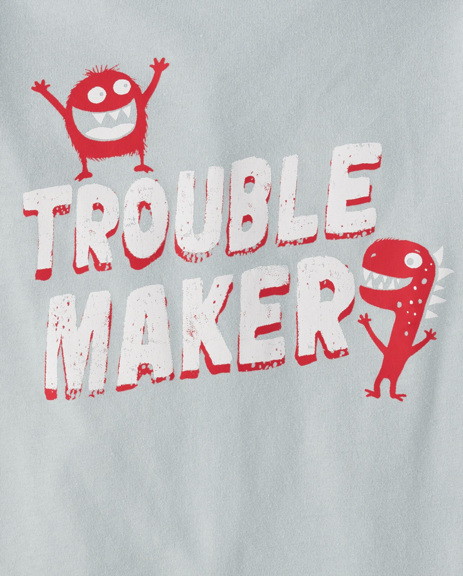 The Children's Place Baby Boys' and Toddler Assorted Everyday Short Sleeve Graphic T-Shirts, Handsome Always Trouble, 3T