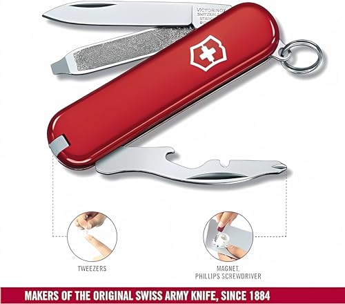 Victorinox Rally 58mm Swiss Army Knife - 9 Function Small Pocket Knife, Red