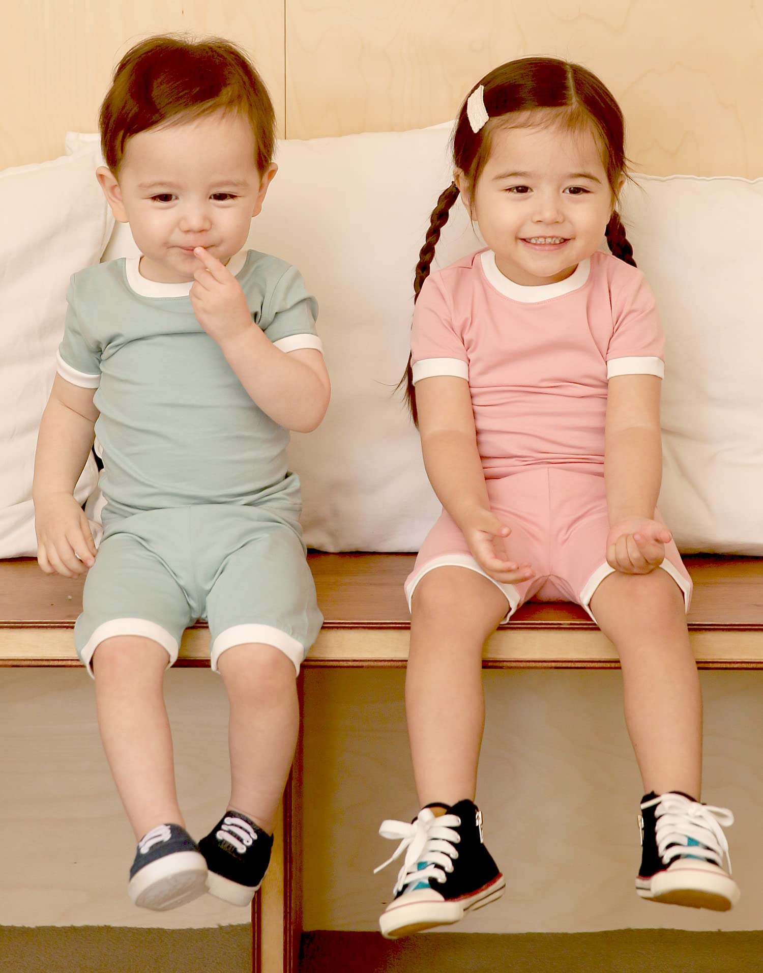 VAENAIT BABY Infant Toddler Junior Pajamas Cotton Summer Short Pjs 2pcs Set Macaron Mint S