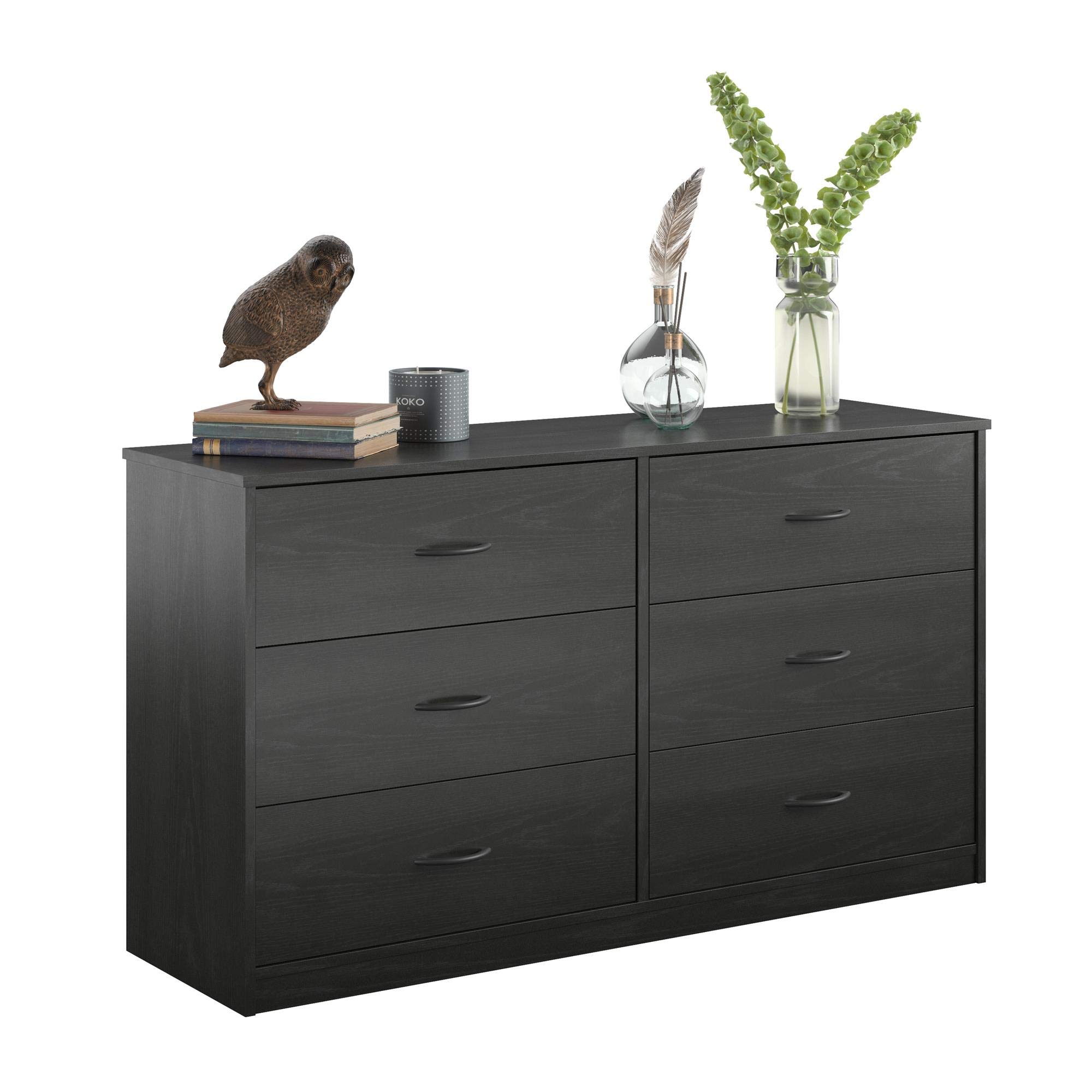 Mainstays Drawer Dresser, (6-Drawer, Black Oak + Free Bundle)