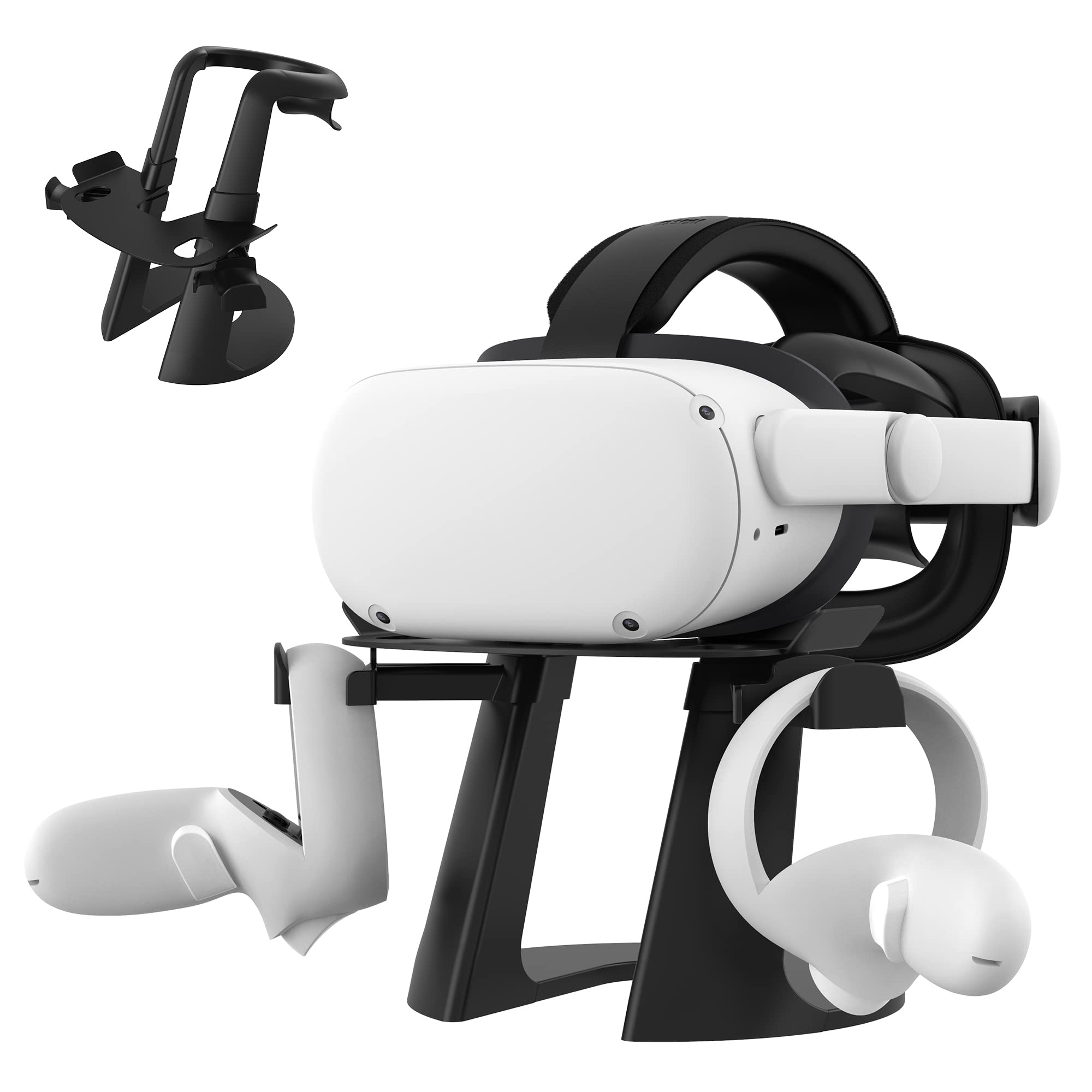 KIWI design VR Stand Compatible with Quest 2/Rift S/GO/HTC Vive/Vive Pro/Valve Index VR Headset and Touch Controllers (Black)