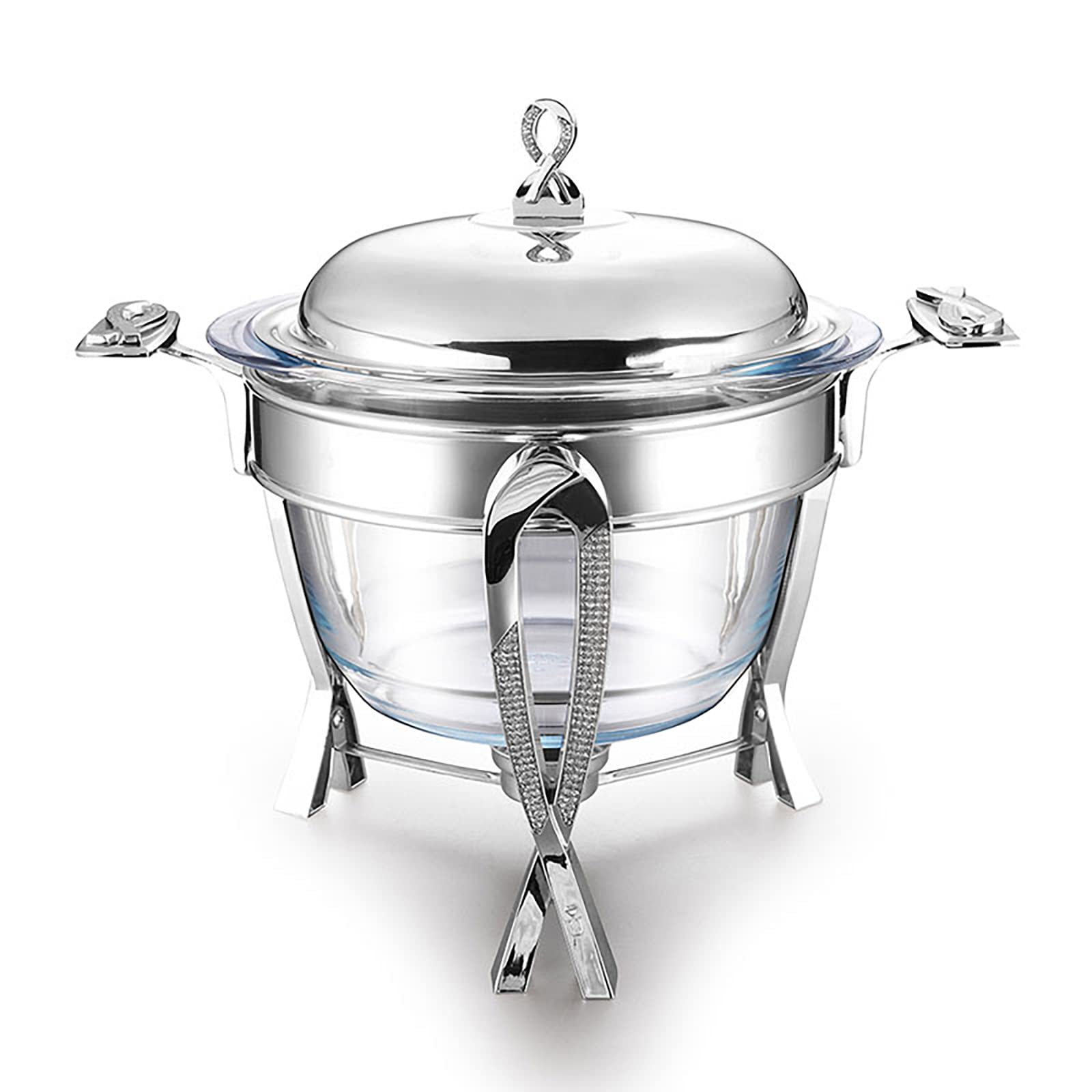 ORDINNER KIT Chafing Dish Buffet Set Stainless Steel Frame Chafing Dishes Glass Dish Server Food Warmer for Parties 4.1L