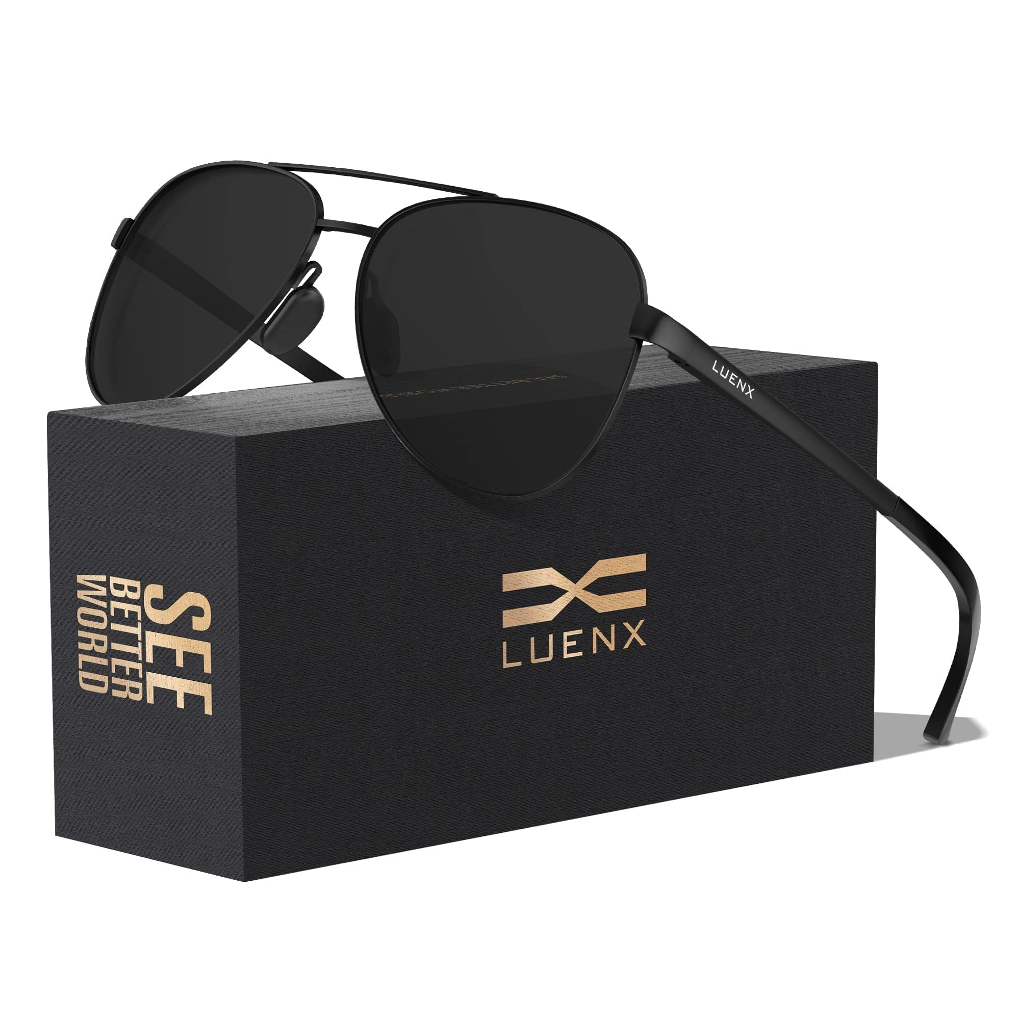 LUENX Aviator Sunglasses for Men Women - Polarized Driving uv 400 Protection (Gradient Blue-A5)
