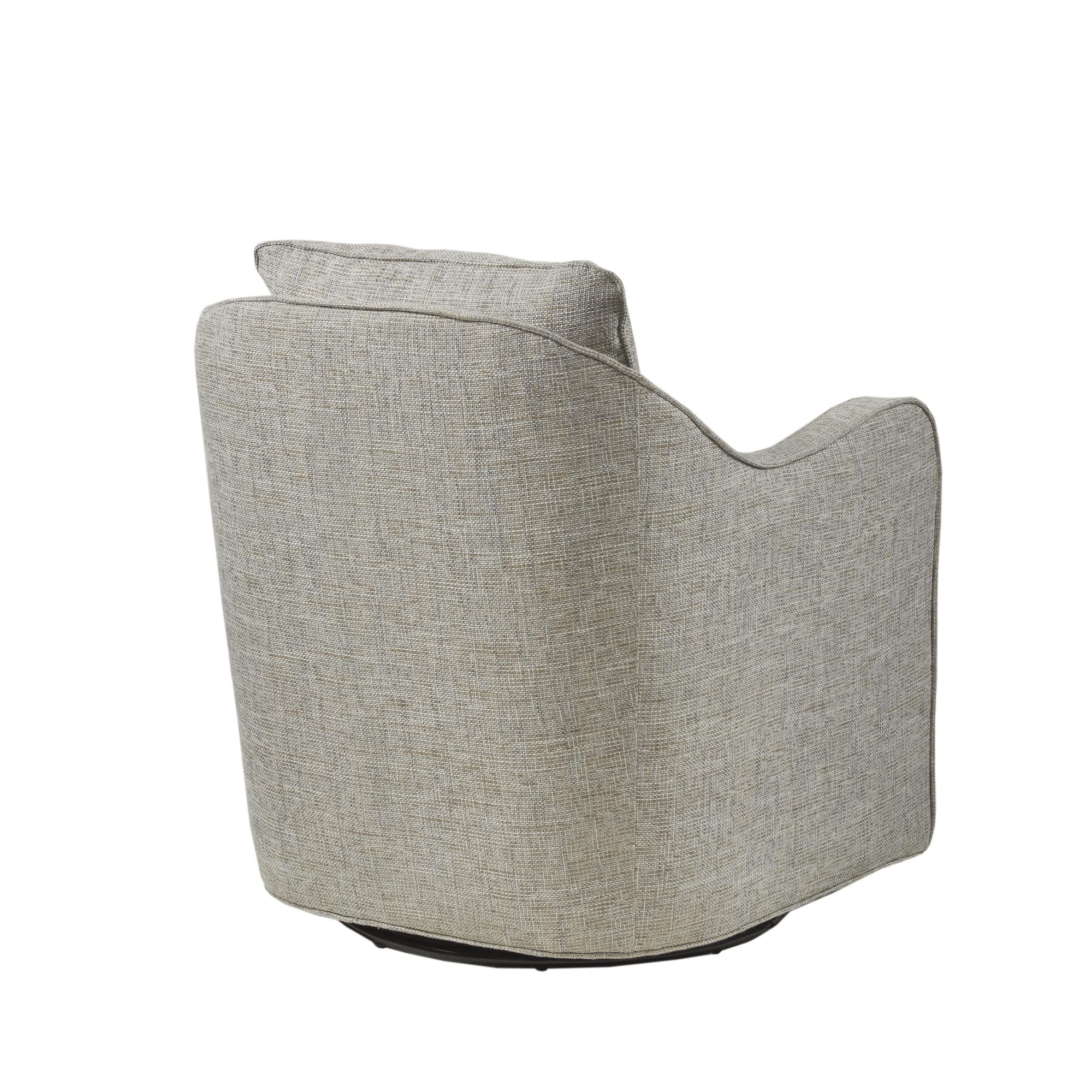 Madison Park Brianne Swivel Accent Chair, 360 Degree Armchair with Metal Base Stand, Pillowback Support, Slub Weave, Wide Seat for Nursery or Living Room Fully Assembled, Grey