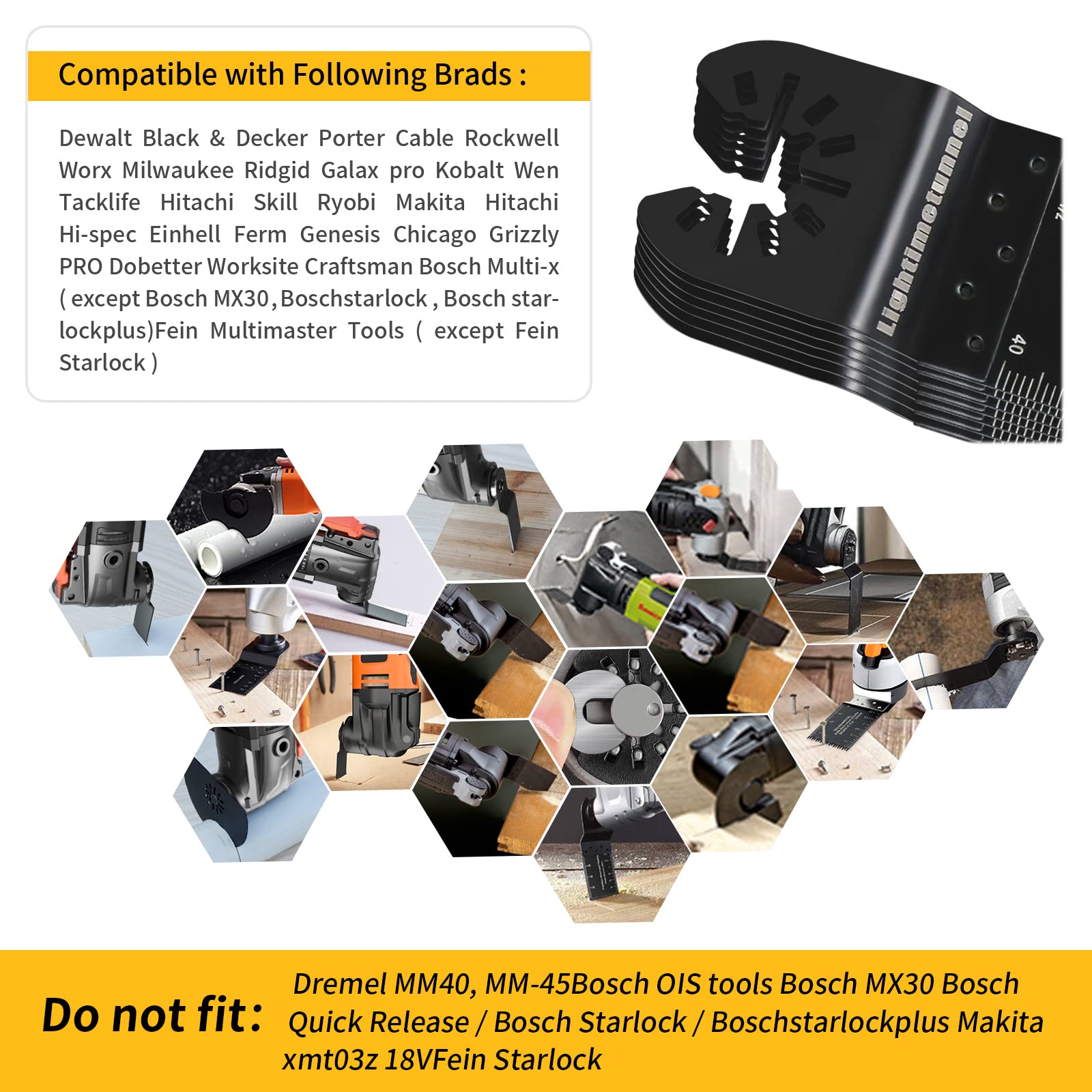 Oscillating Saw Blades, 33PCS Universal Wood Metal Multitool Blades Quick Release Cutting Blade Fit Dewalt Black & Decker Milwaukee Makita Bosch Fein Multimaster Ryobi Rockwell