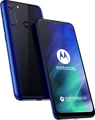 Motorola One Fusion (128GB, 4GB) 6.5", 48MP Quad Camera, 5000mAh Battery, Dual SIM GSM Unlocked Global 4G LTE (T-Mobile, AT&T, Metro) International Model XT2073 (Ocean Blue)