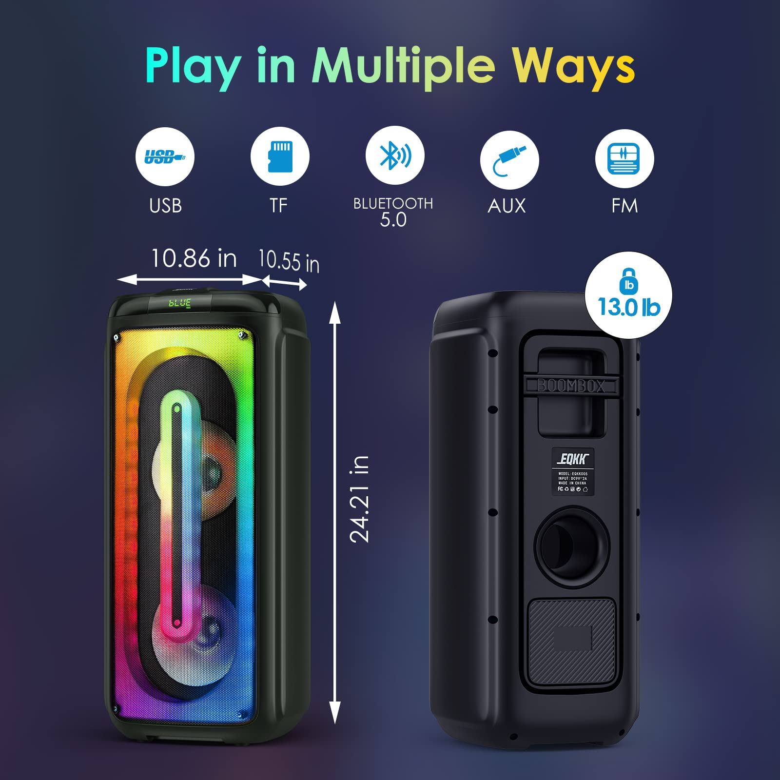 Portable Karaoke Machine for Adults Kids, Dual8”Subwoofer PA Machines Bluetooth 5.0 Karaoke Speaker System with DJ Light for Outdoor Party, EQKK005