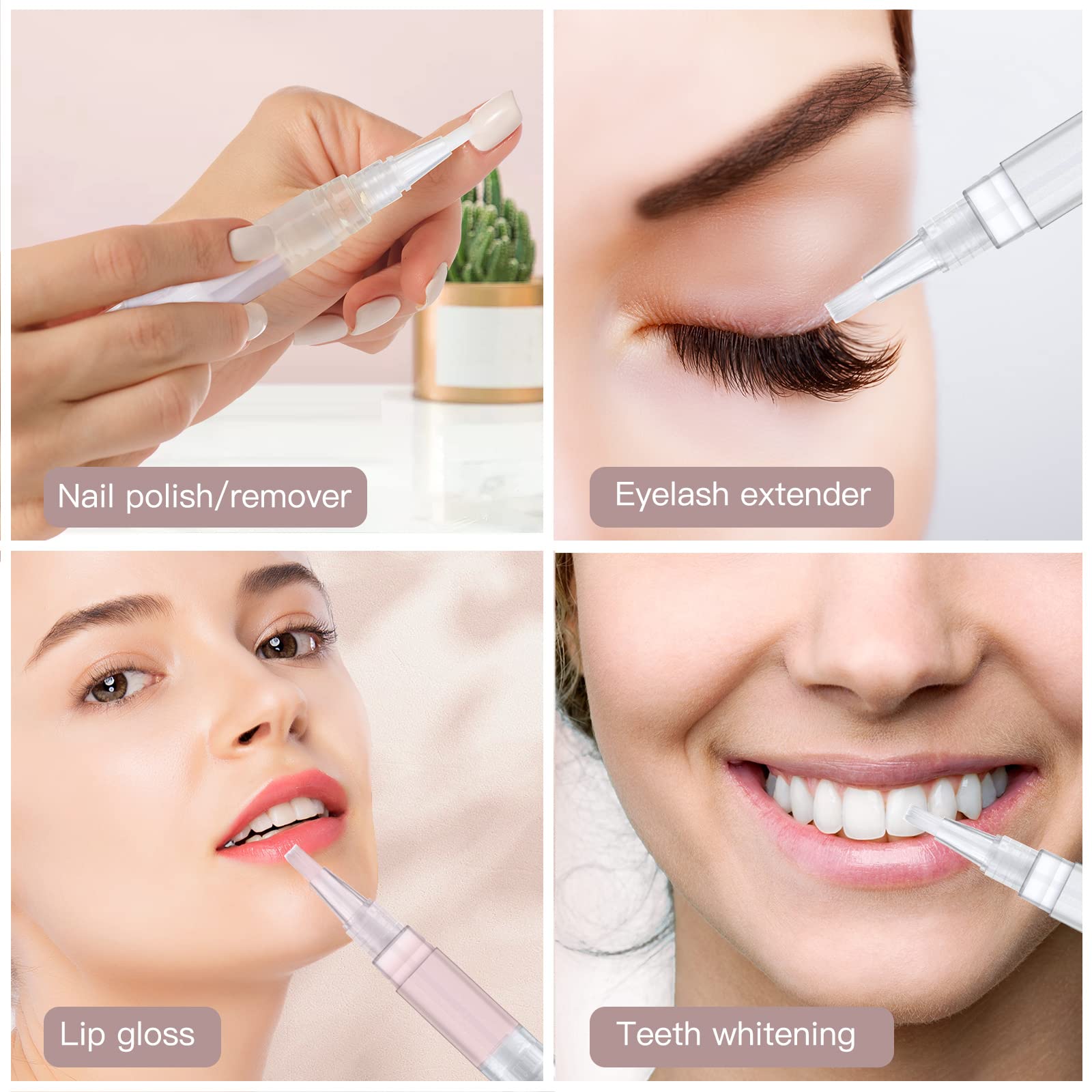 Lisapack 5ml Empty Nail Oil Pen with Brush, Twist Pen for Cuticle Oil Applicator, Teeth Whitening Container for Cosmetic, Lip Gloss (Transparent, Pack of 6)