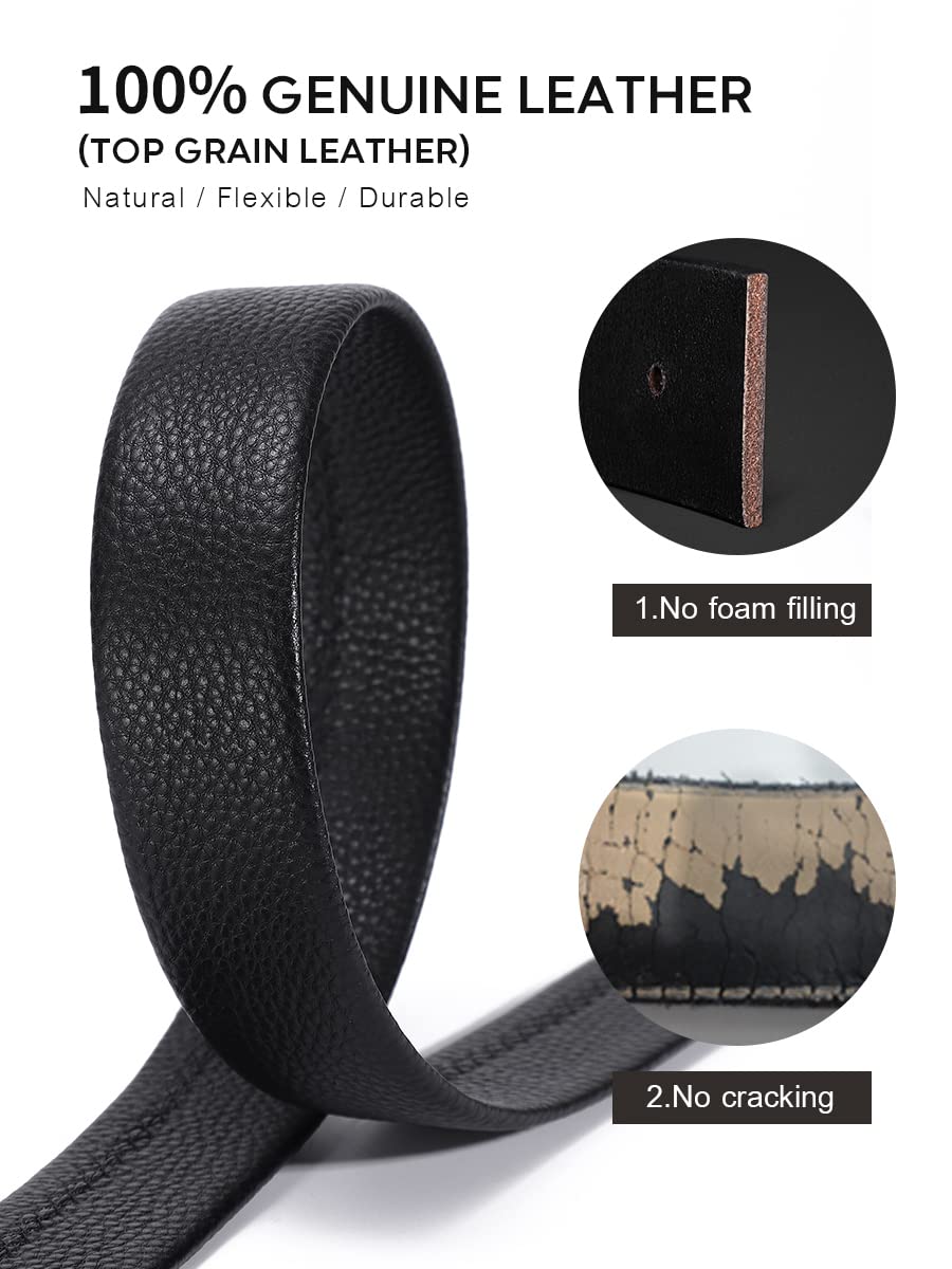 OUKUPA Men Belts Black Belts,Genuine Leather Belts For Mens Prong Buckle Belt Jeans Dress Business Belts With Gift Box…