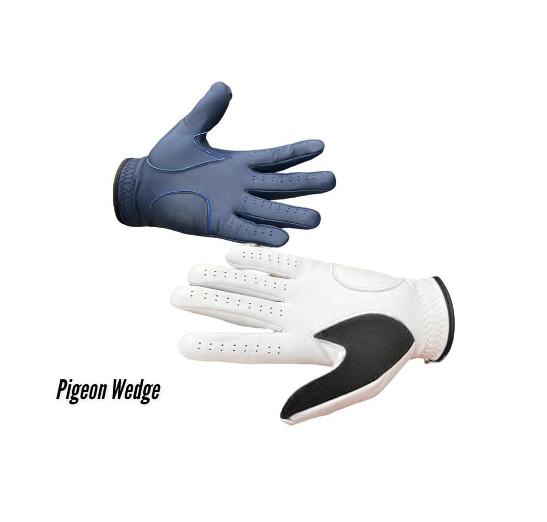 PIGEON WEDGE Leather Golf Glove Men for Right Handed Golfers, Lambskin Leather, Comfortable Design, Maximum Grip, All Weather Golfing Glove, Worn On Left Hand