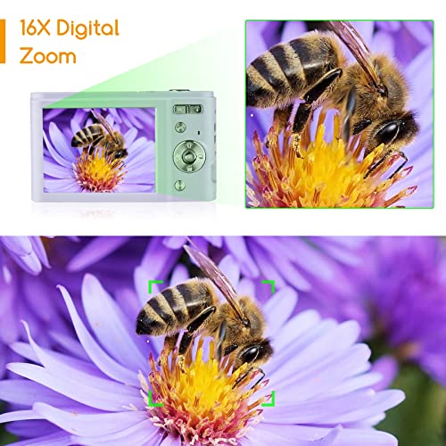 mewmewcat Mini Digital cameraPortable Digital Camera 48MP 4K 2.8-inch IPS Screen 16X Zoom Self-Timer 128GB Extended Memory Face Detection-Shaking with 2pcs Batteries Hand Strap Carry Pouch