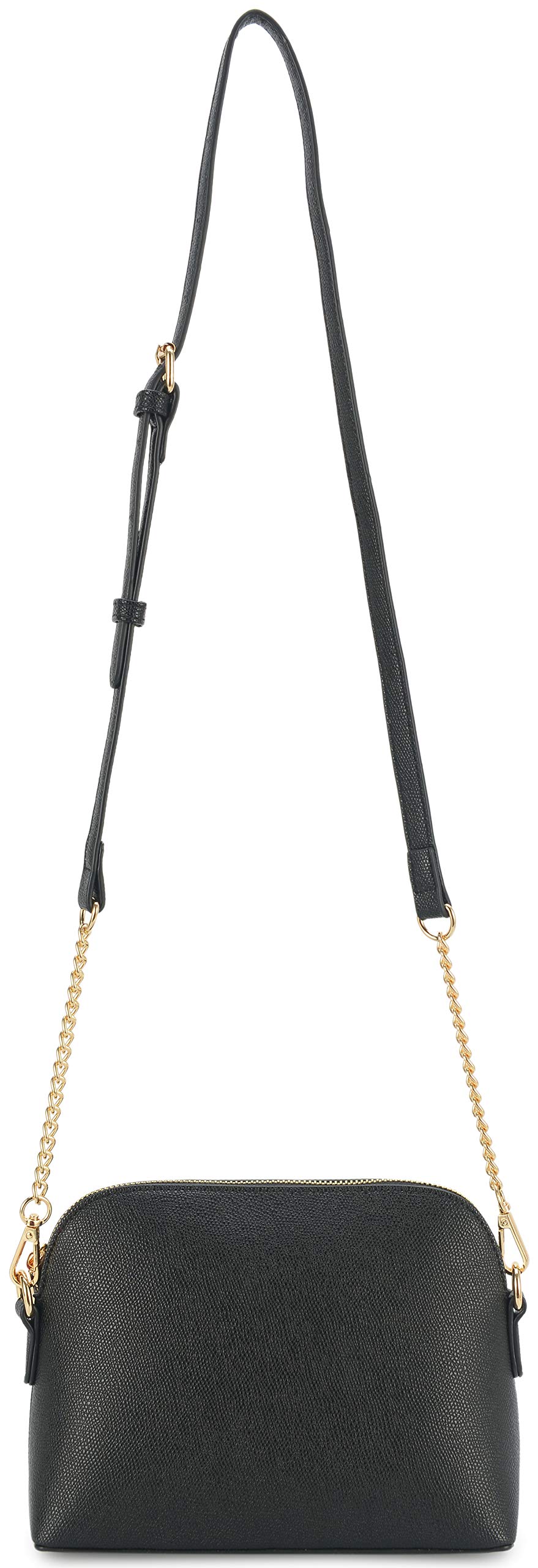 lola mae Dome Satchel Crossbody Bag for Women, Lightweight Multi Pockets Messenger Shoulder Purse Top Zipper (Black)