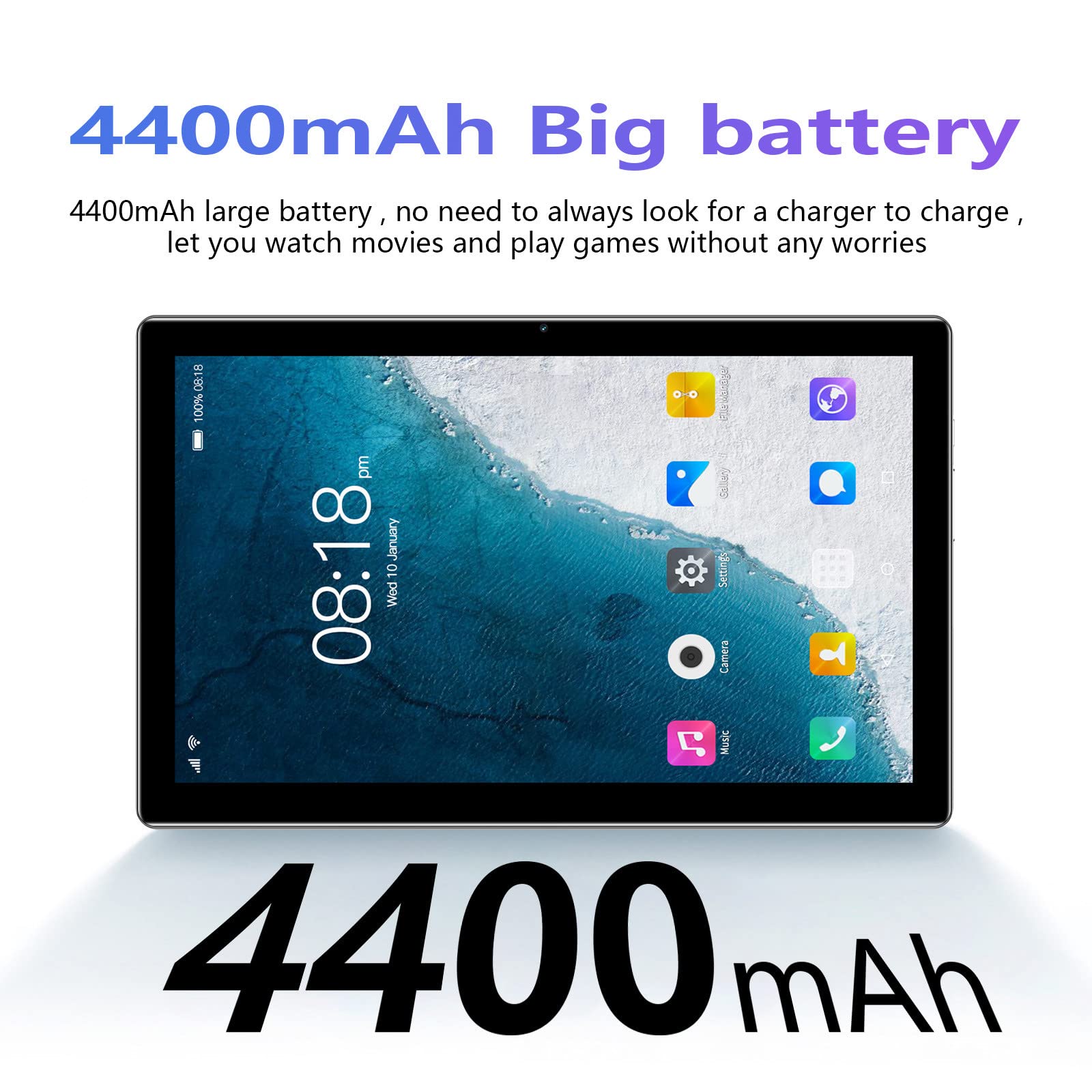 Tablet 10.1-inch, Upgrade HD Display Tablets PC 10 Core Processor 1GB +16GB, Ultra-Thin IPS Screen, Long Battery Life, Dual Camera Smart Tablet Built-in WiFi Blue-Tooth GPS (Black)