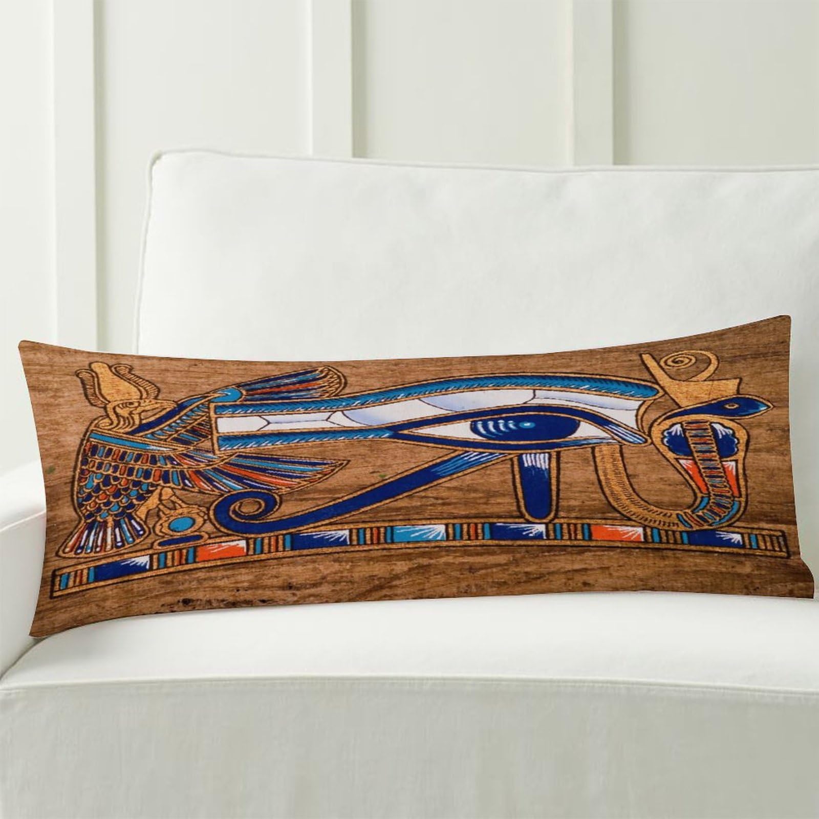 Lycomify Body Pillow Cover,Egyptian Papyrus Depicting The Horus Eye Printed Long Pillow Cases Protector with Zipper Decor Soft Large Covers Cushion for Beding,Couch,Sofa,Home Gift 20"x54"